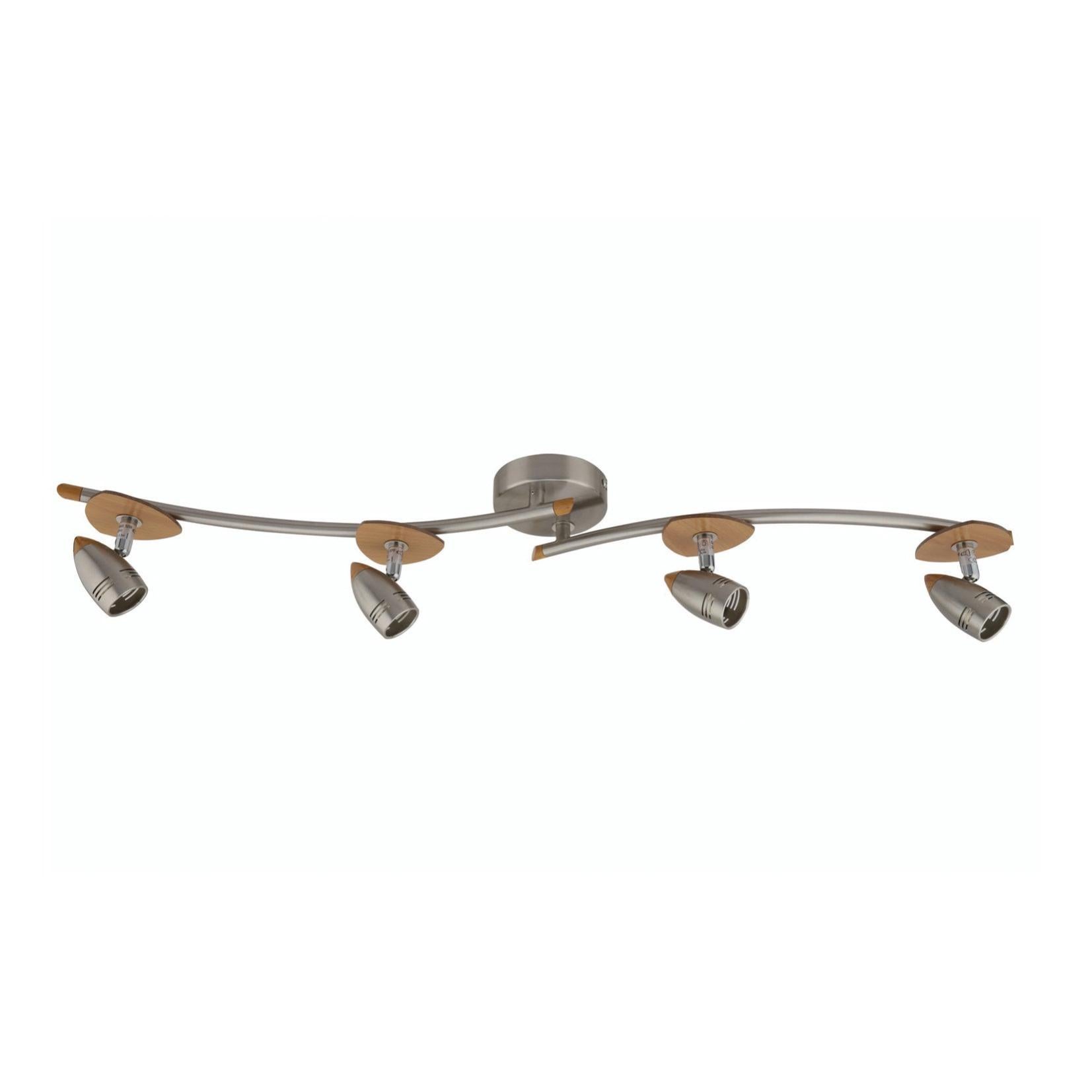 Barra di faretti 4 luci Woody nickel in vetro GU10 42W INSPIRE | Leroy ...
