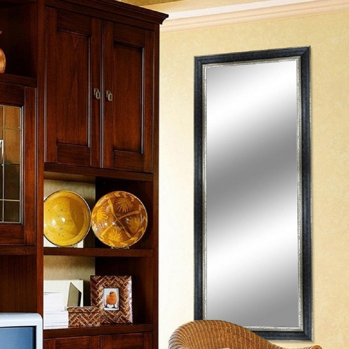 Specchio con cornice da parete rettangolare Venezia nero 62 x 162 cm ...