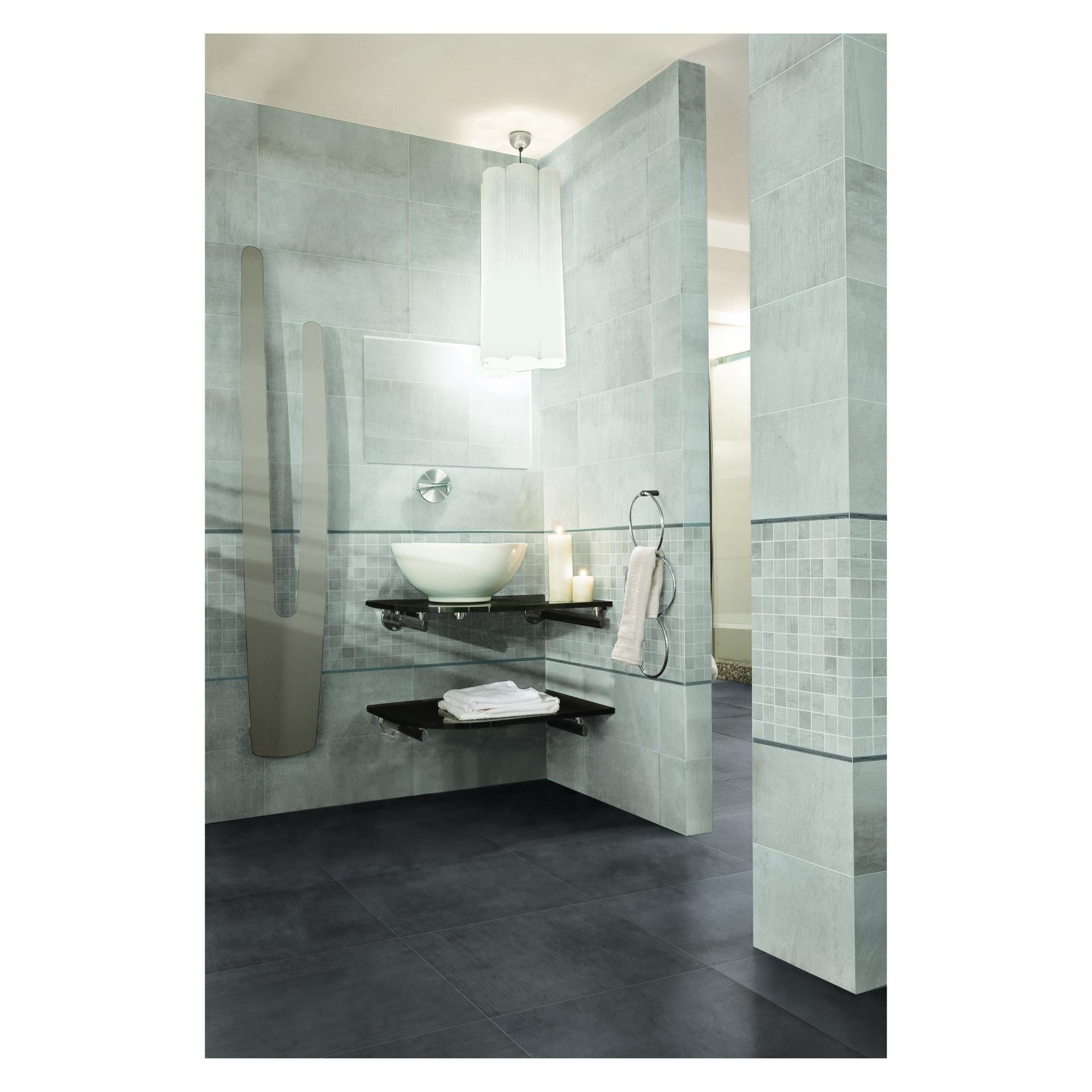 Mosaico gres porcellanato non smaltato Beton Silver grigio sp. 9.5 mm ...