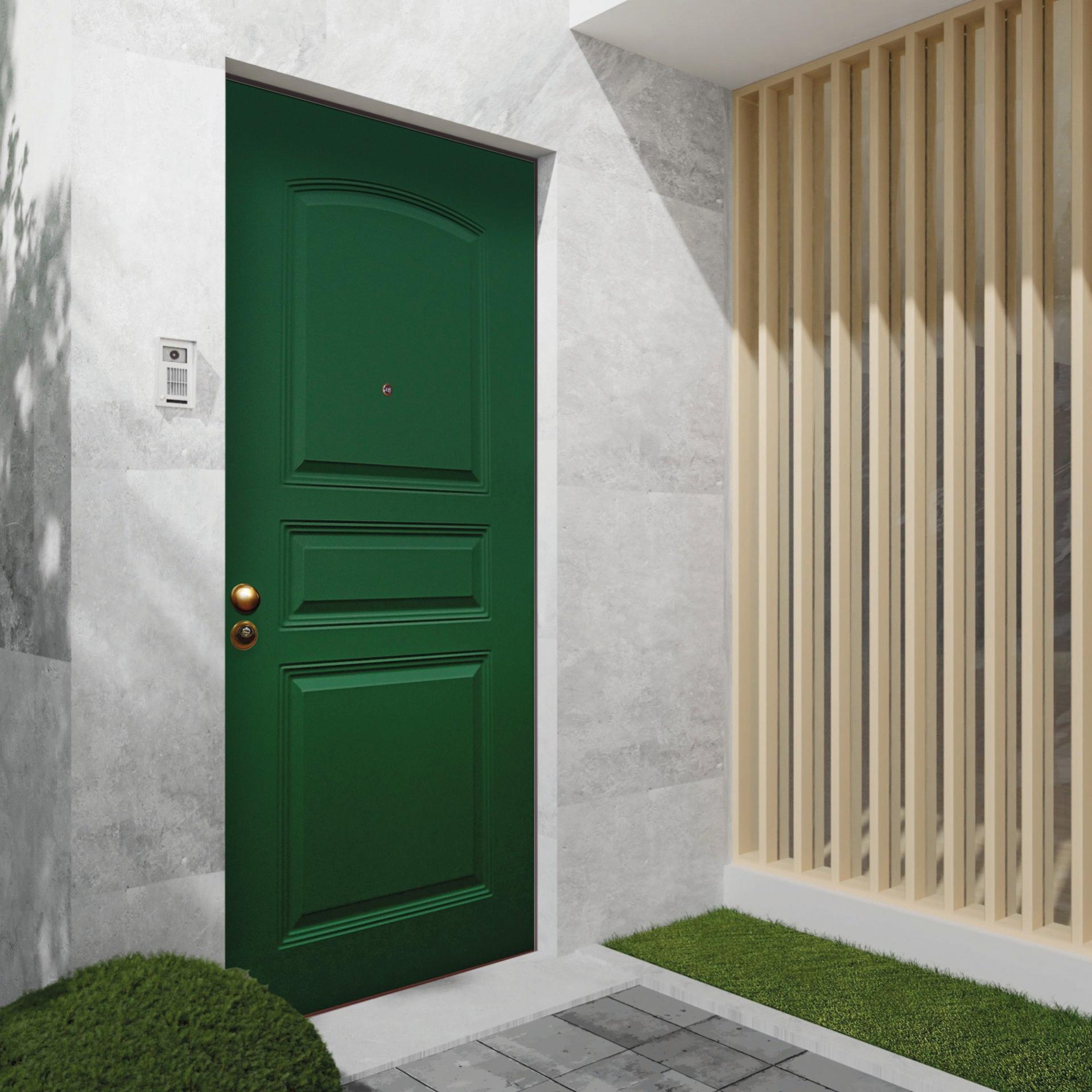Porta blindata MASTER Aluminium verde/noce L 80 x H 210 cm apertura ...