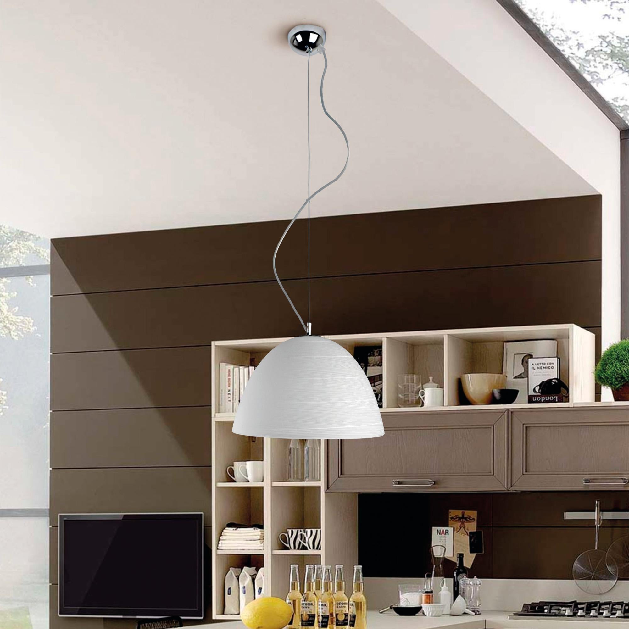 Lampadario Neoclassico Candice bianco in vetro, D. 40 cm, NOVECENTO ...