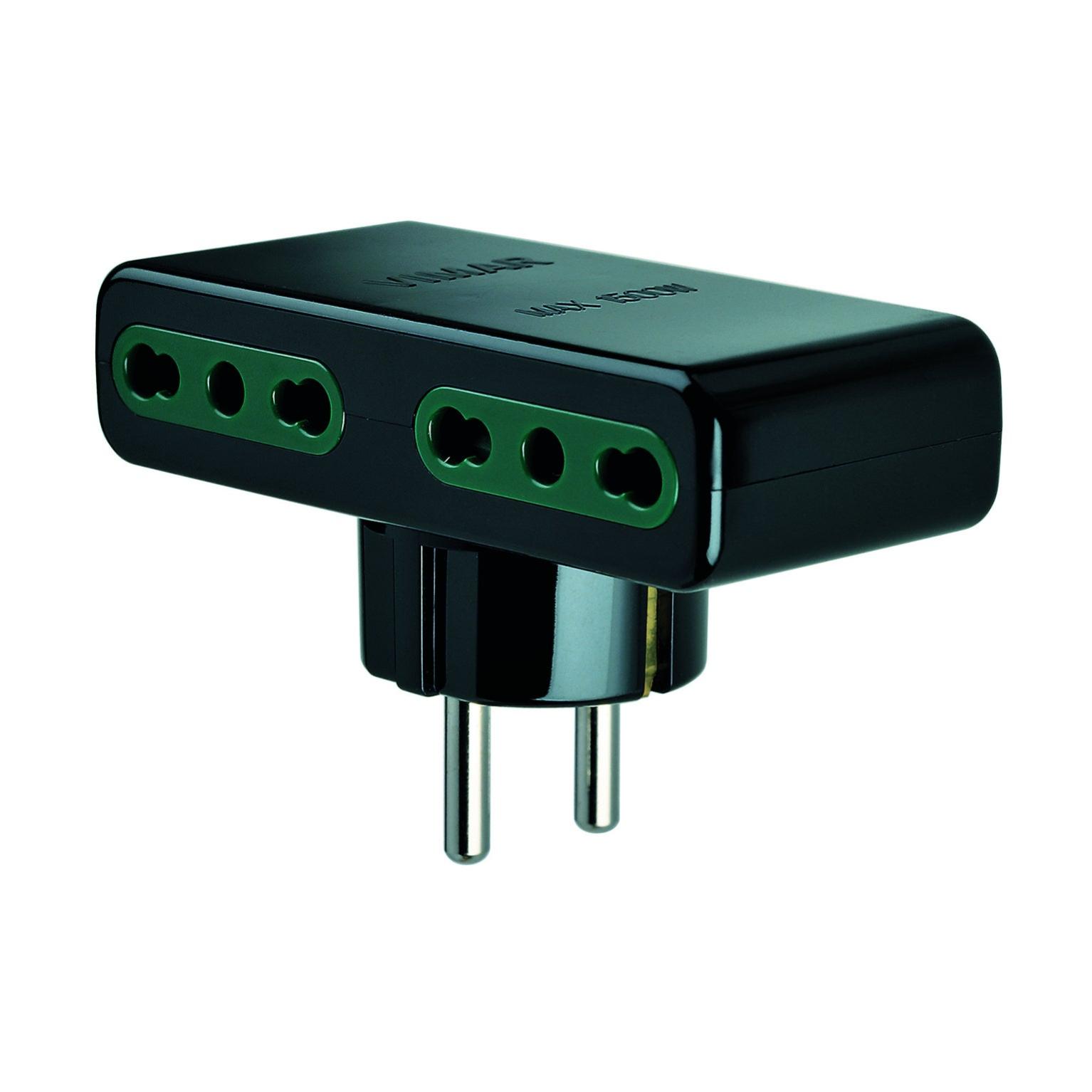 Adattatore multiplo VIMAR, 4 prese, con spina Schuko, nero | Leroy Merlin
