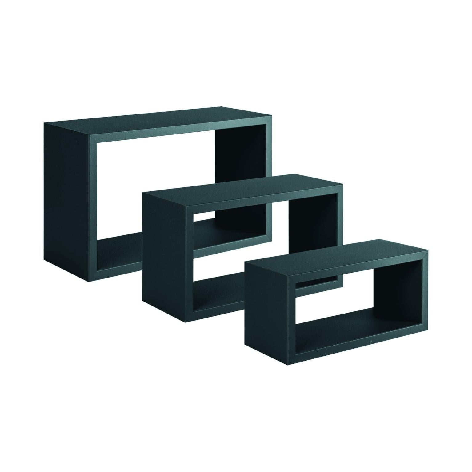 Mensola a muro Tris Rettangolo cubo in mdf L 45 cm nero, 3 pezzi ...