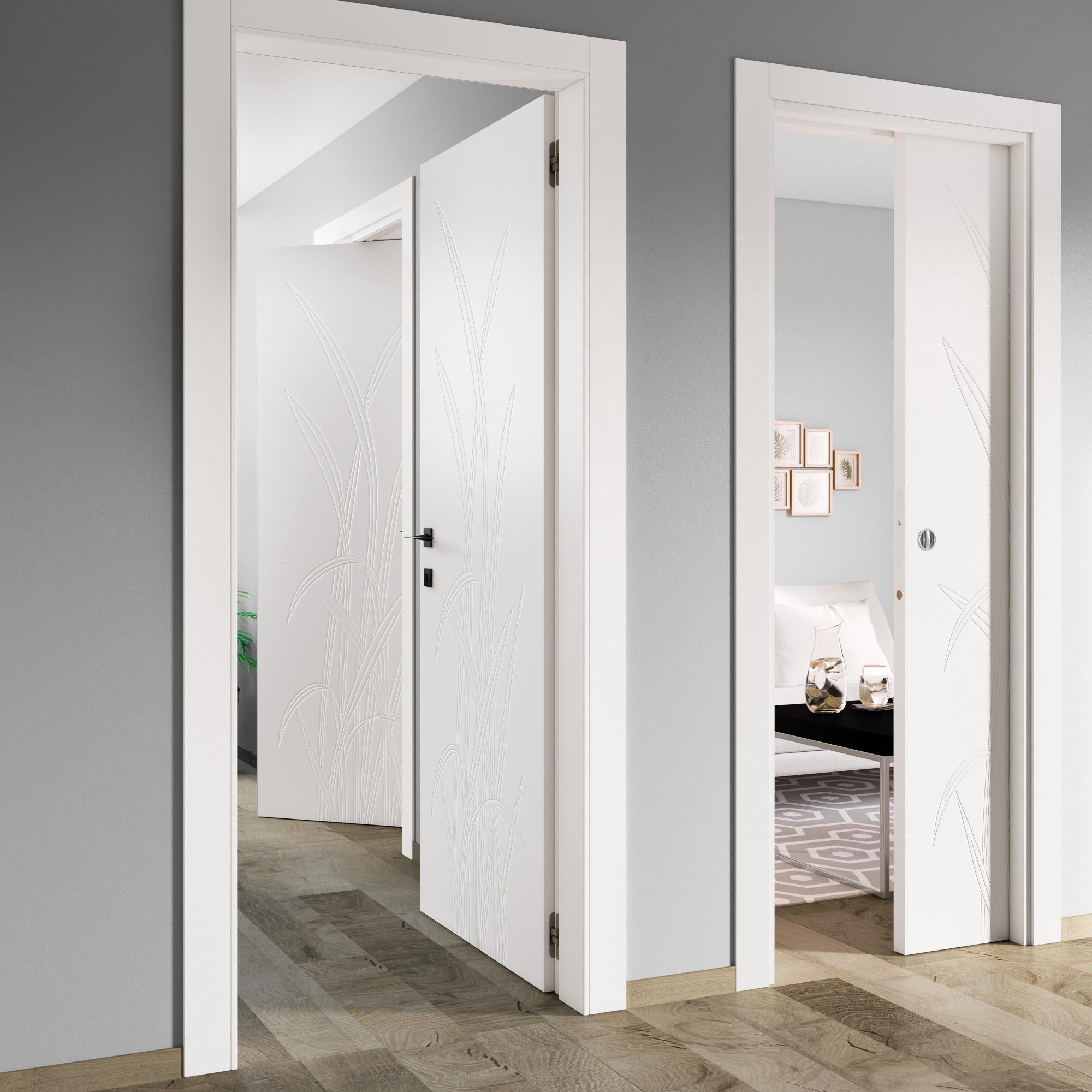 Porta battente Blades White bianco L 70 x H 210 cm spingere a destra ...