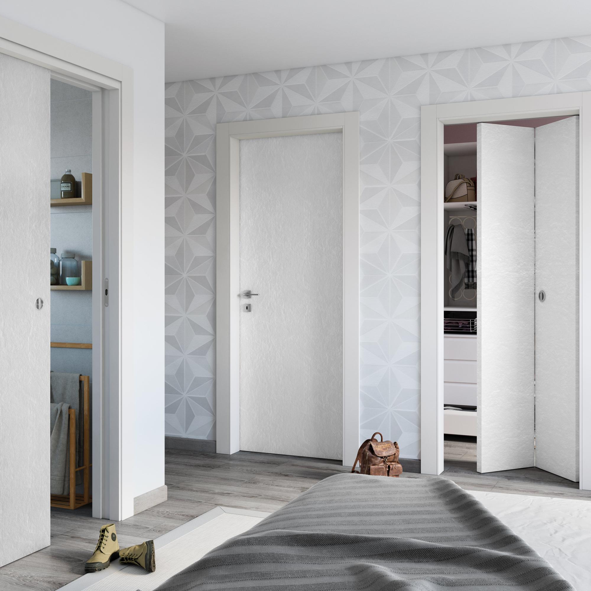 Porta battente Hunk Cemento bianco L 70 x H 210 cm spingere a destra ...