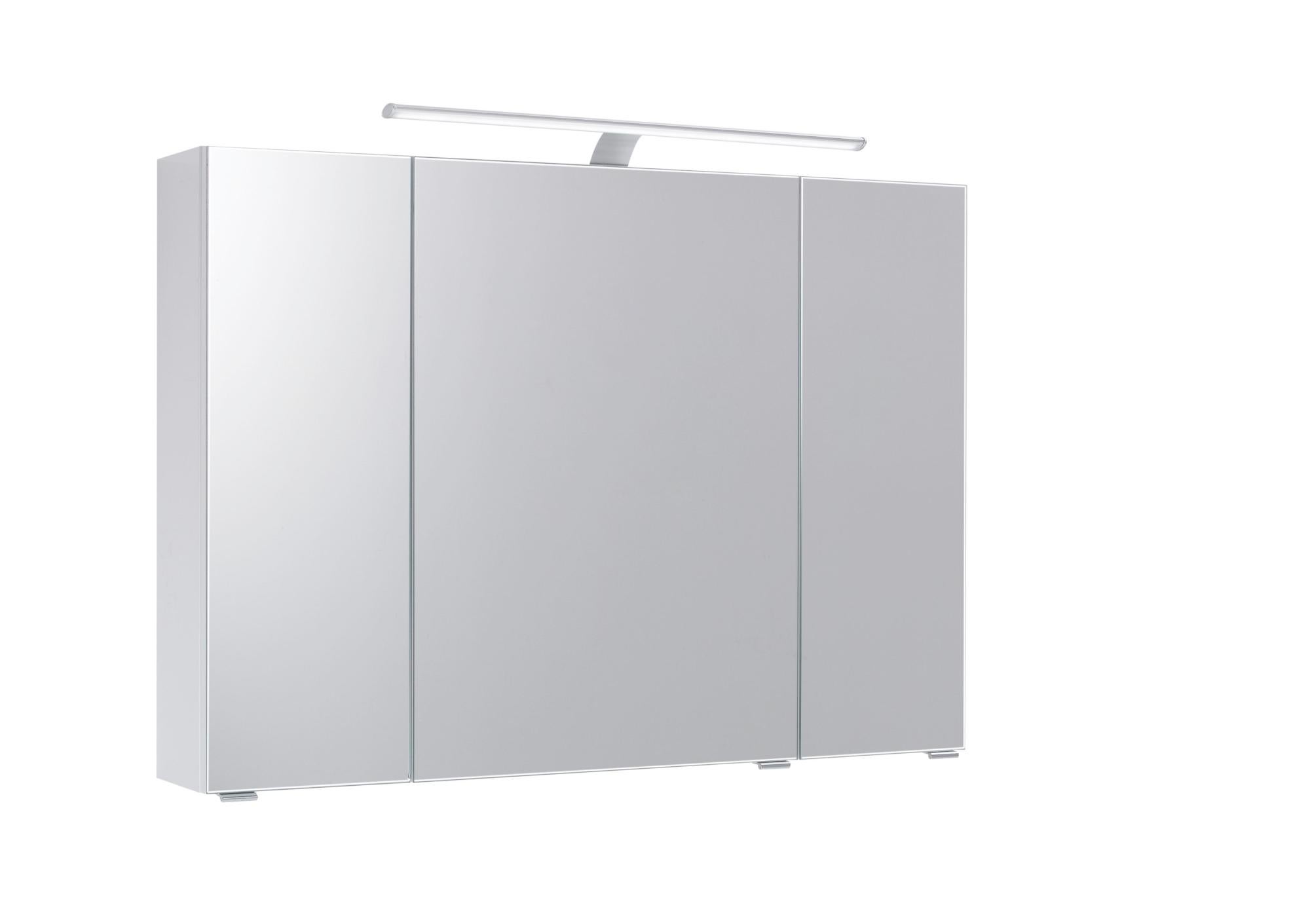 Specchio contenitore con luce Solitaire L 98 x P 12 x H 70 cm bianco ...