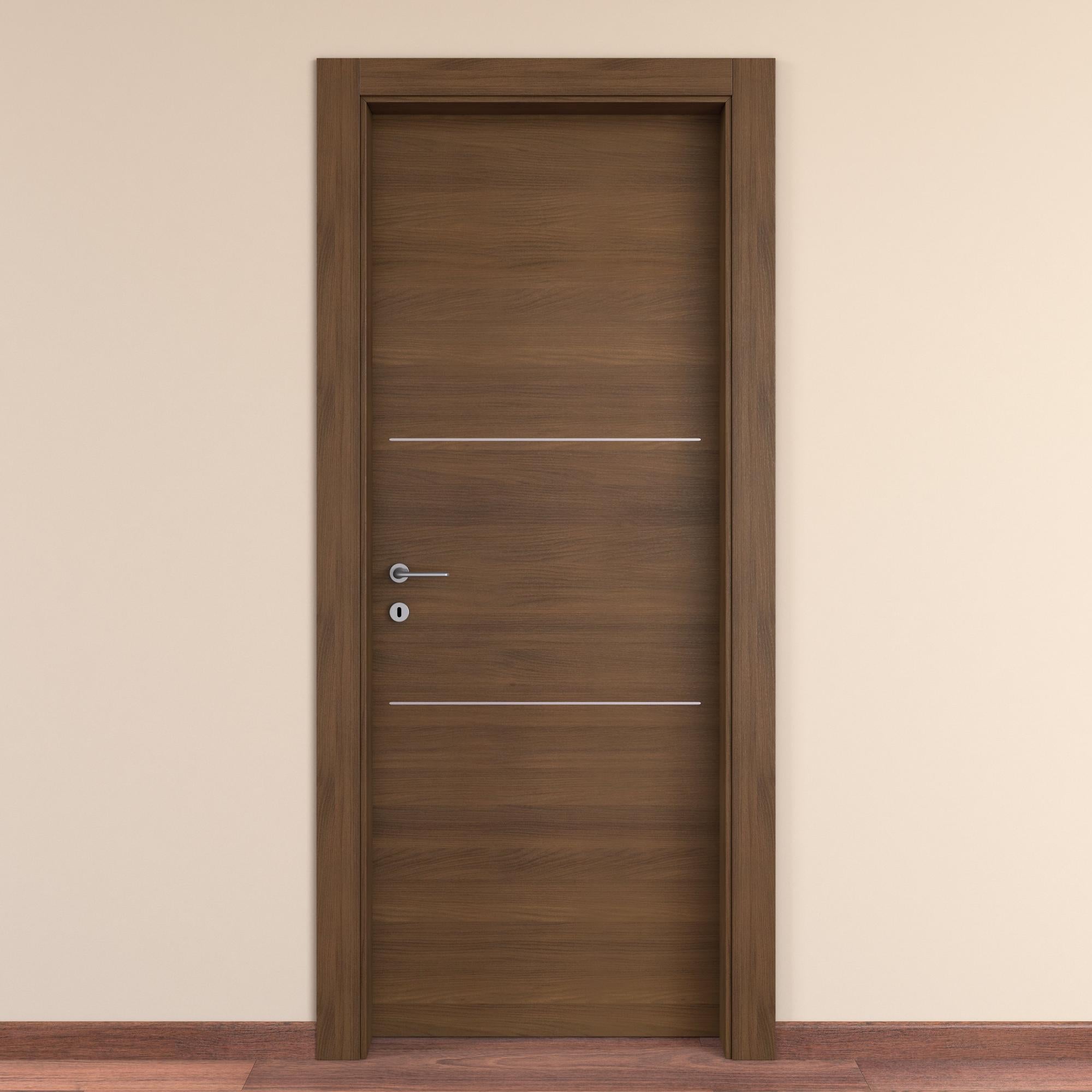 Porta battente Tussauds marrone L 80 x H 210 cm battente destro | Leroy Merlin