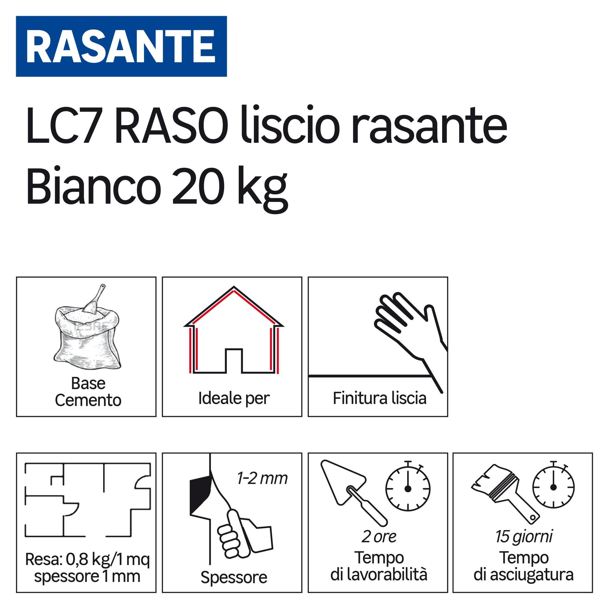 Rasante Fassa bortolo Lc7 rasoliscio 20 kg | Leroy Merlin