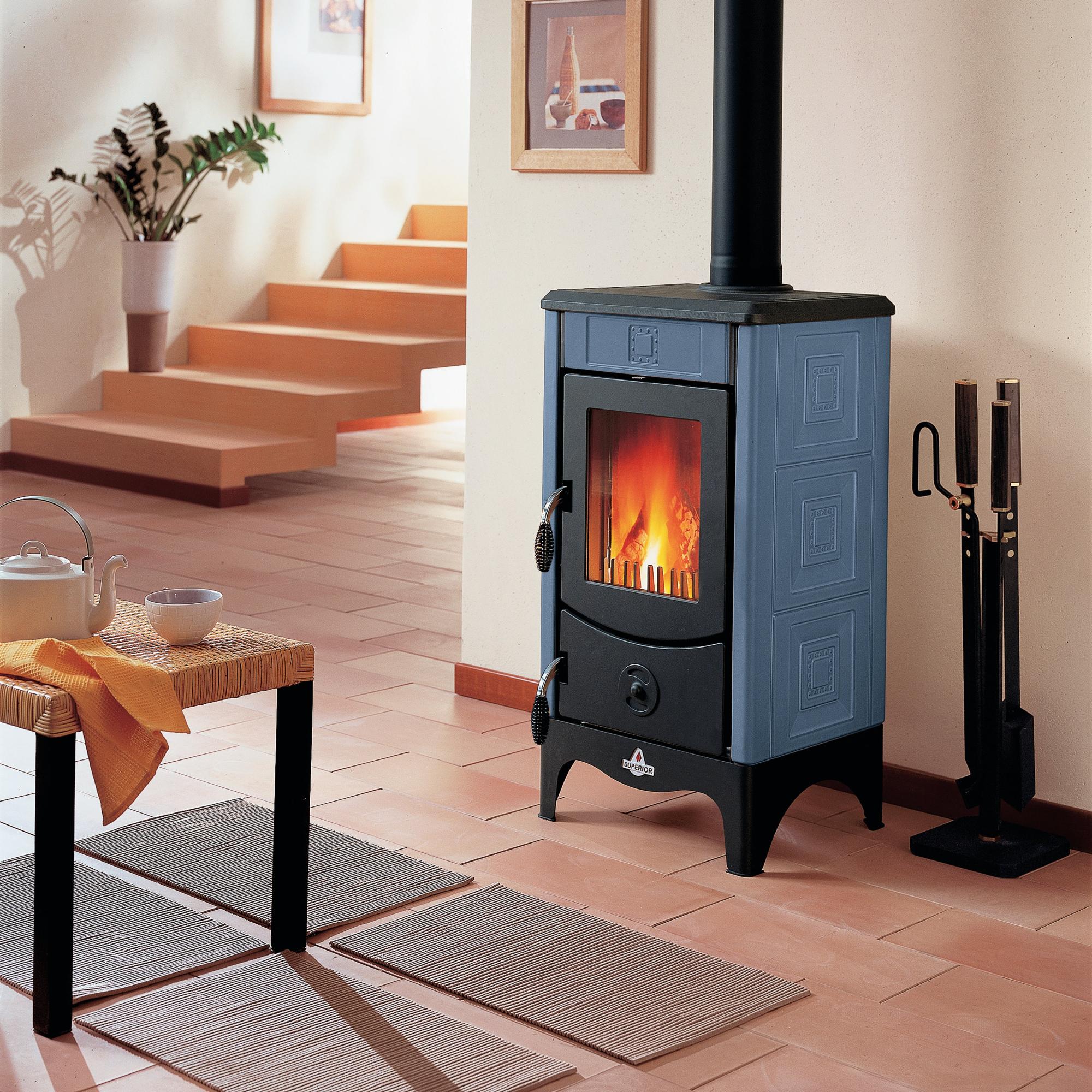 Stufa a legna SUPERIOR Manuela 6.6 kW blu | Leroy Merlin