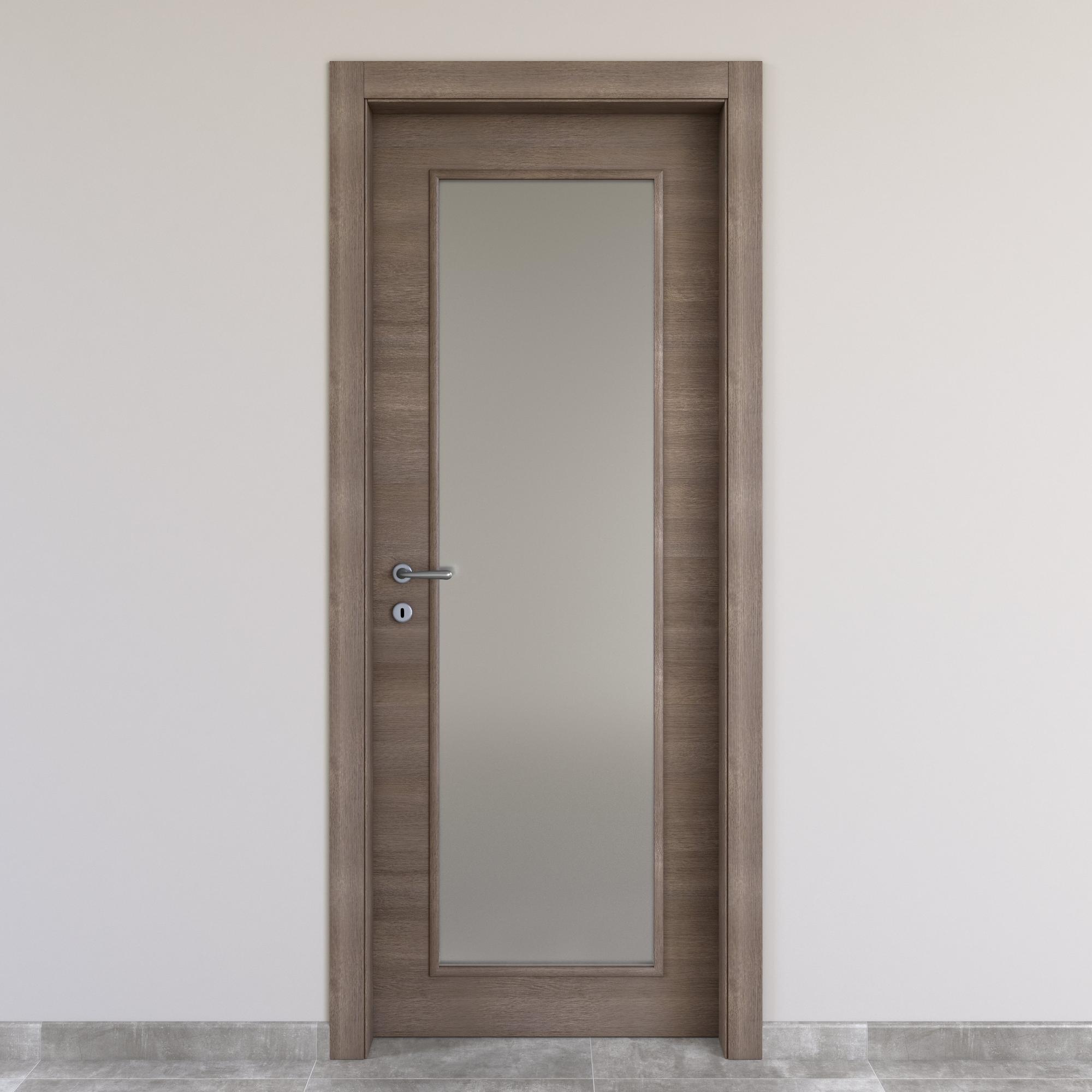 Porta battente Stylish Vetro marrone L 80 x H 210 cm reversibile ...