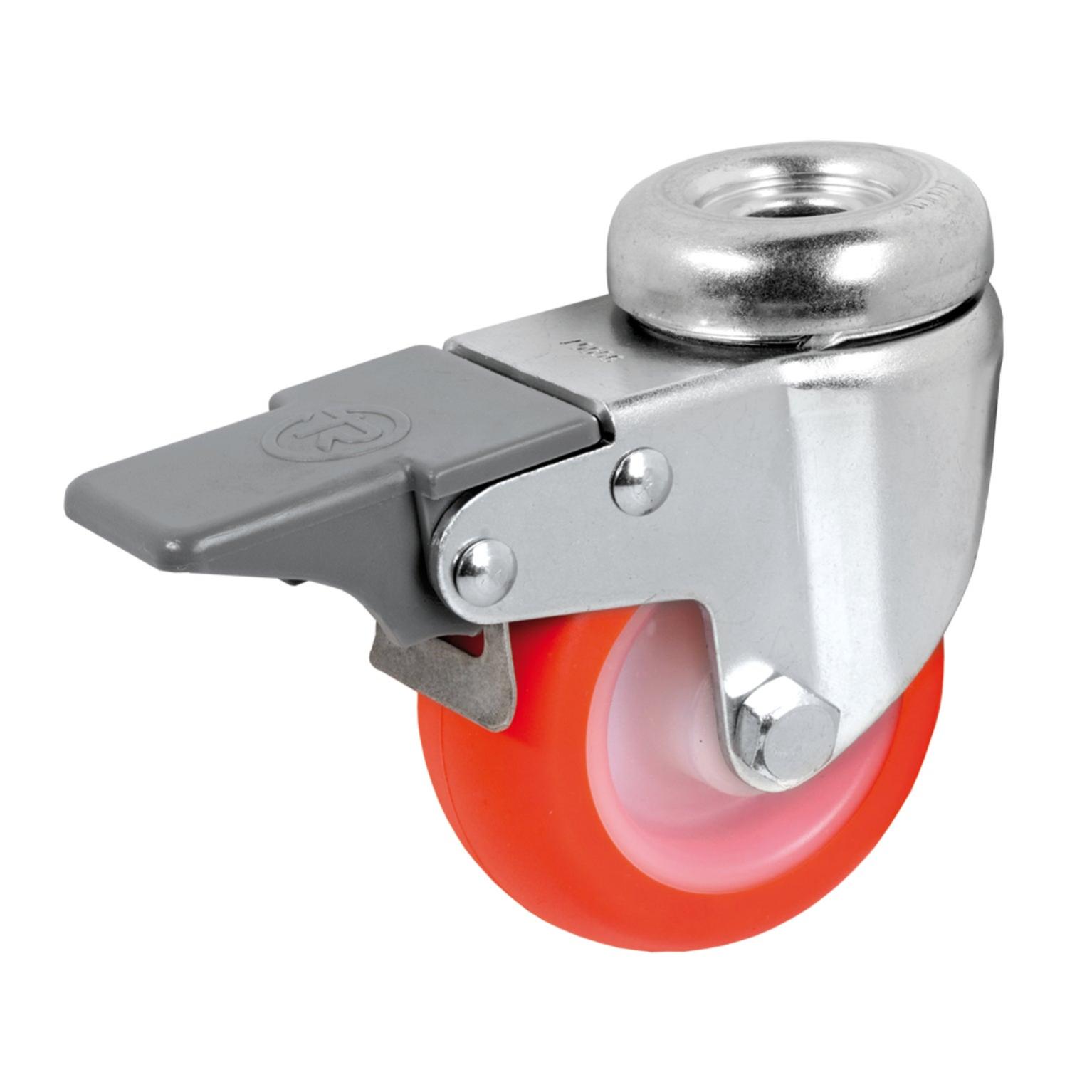 Ruota con freno TELLURE in nylon rosso Ø 40 mm | Leroy Merlin