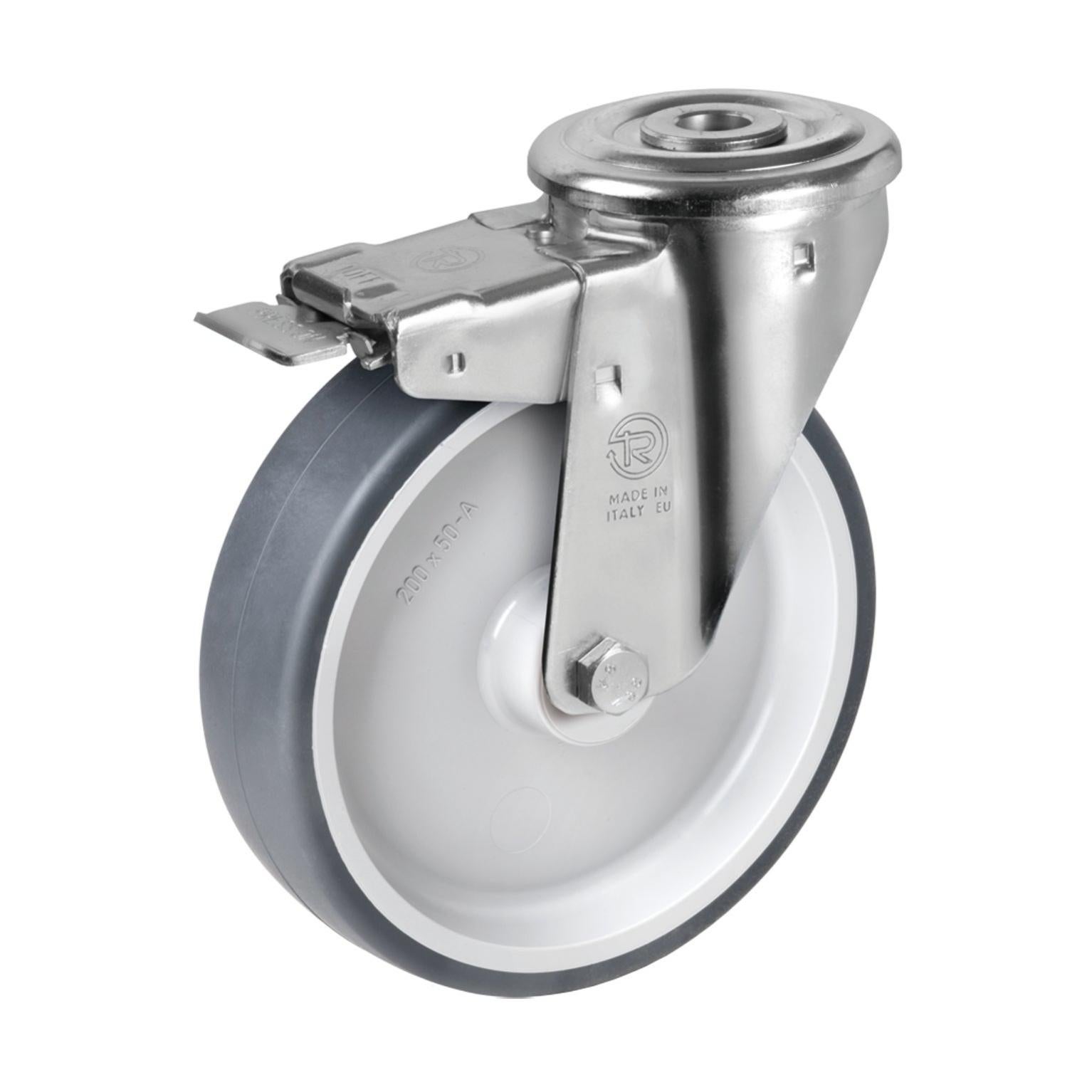 Ruota con freno TELLURE in gomma grigio / argento Ø 125 mm | Leroy Merlin