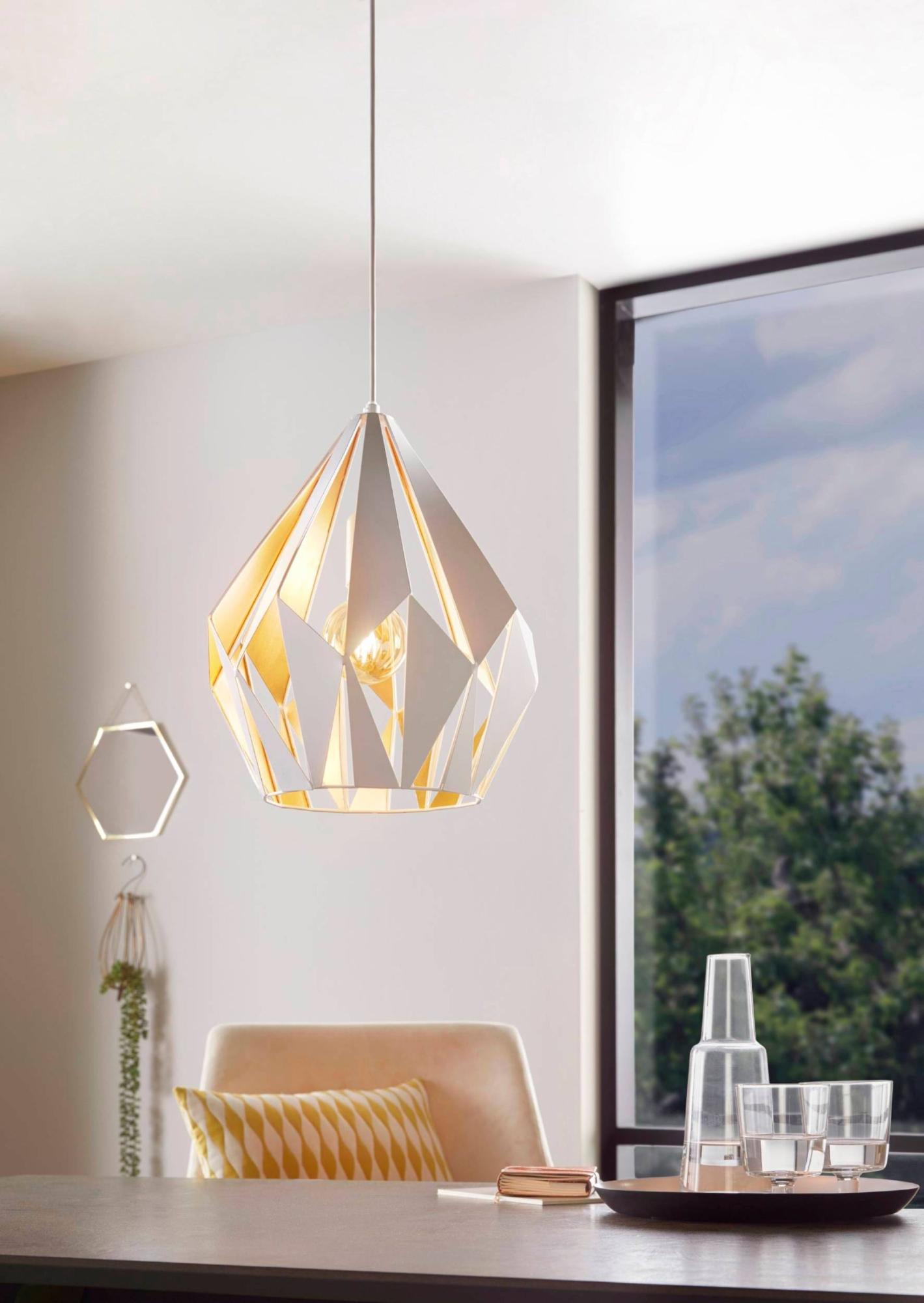 Lampadario Design Carlton 1 rosa, bianco in inox, D. 31.0 cm, EGLO ...