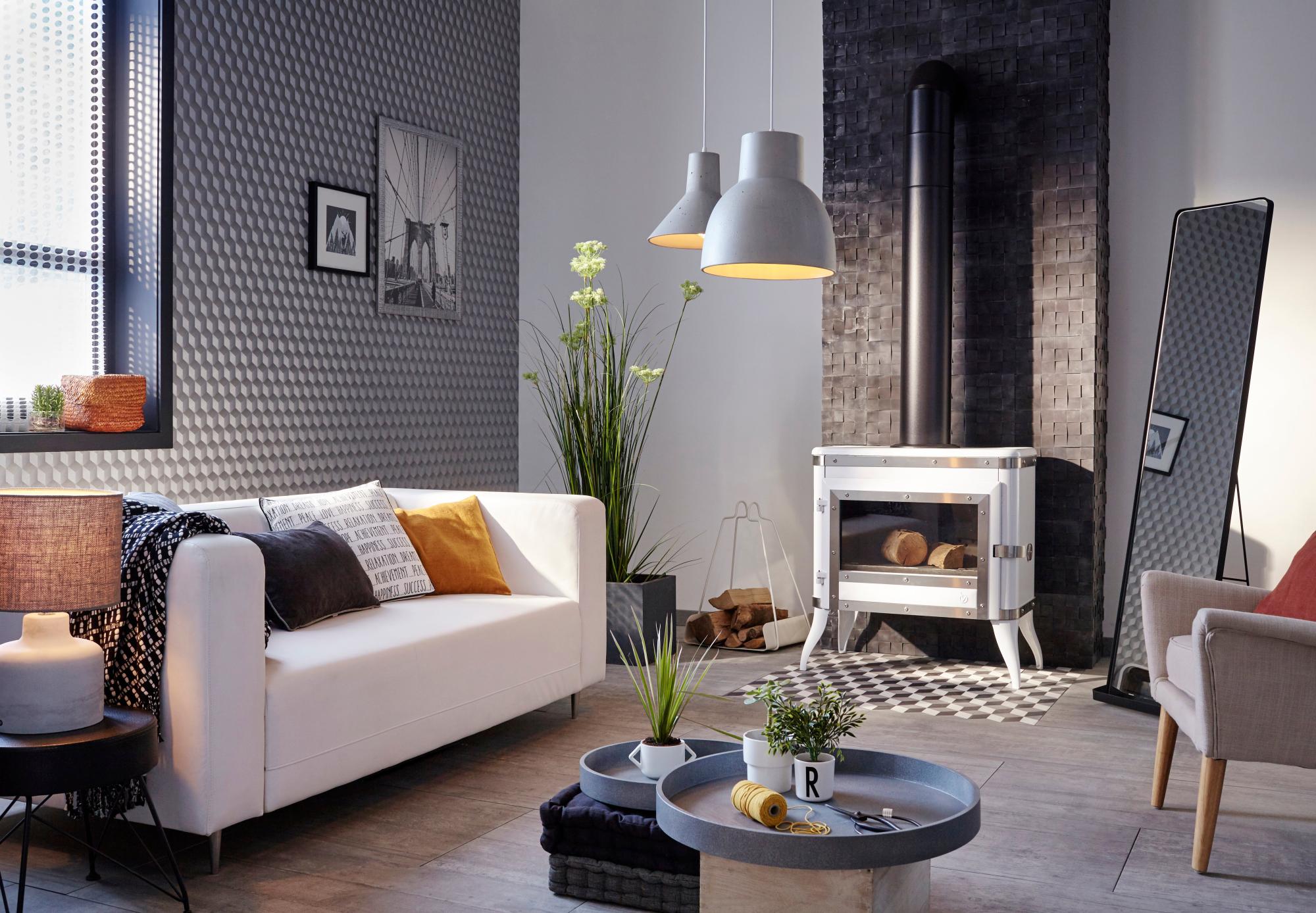 Lampadario Natura Studio Block argento in calcestruzzo, D. 30 cm ...