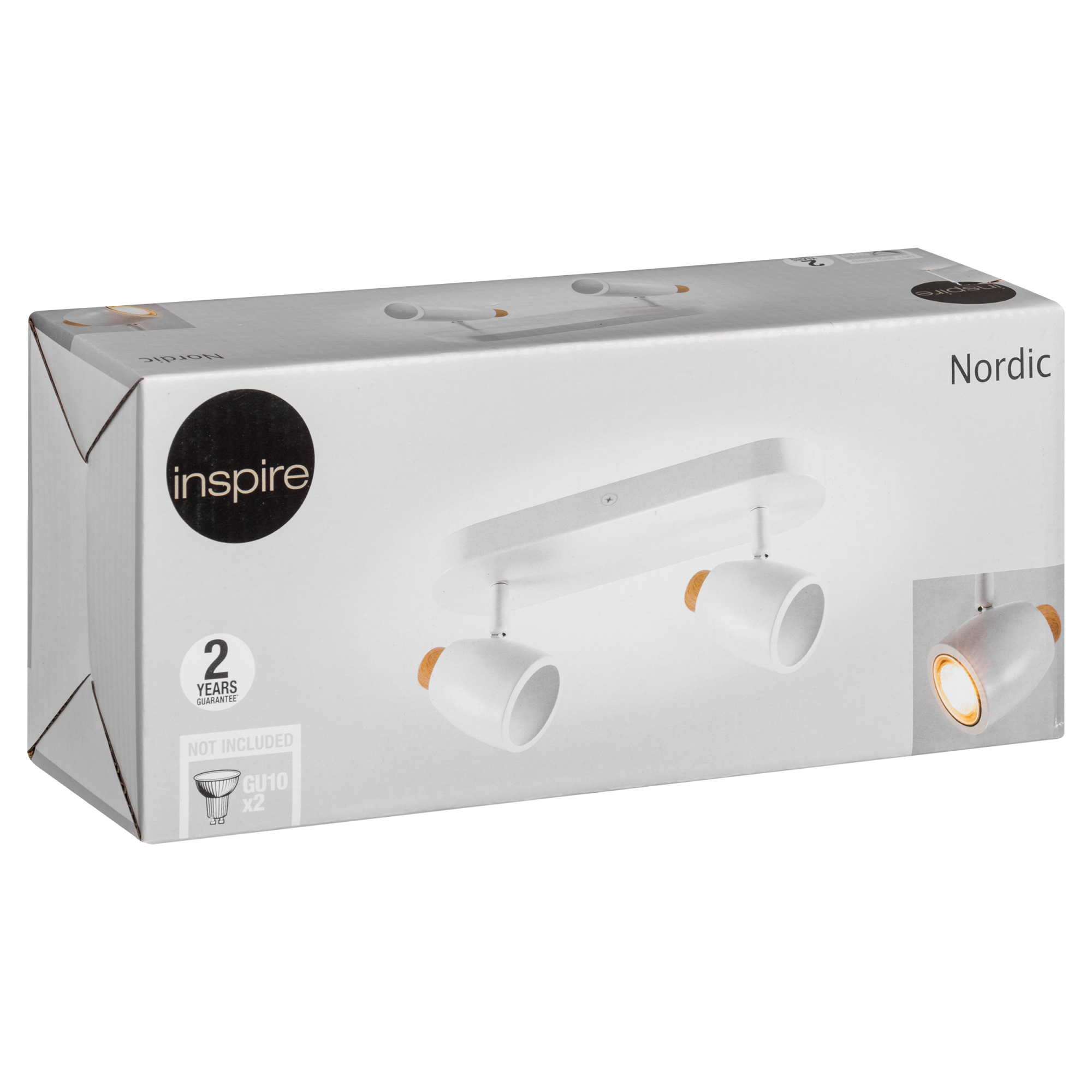 Barra di faretti 2 luci Nordic bianco, marrone in metallo GU10 42W ...
