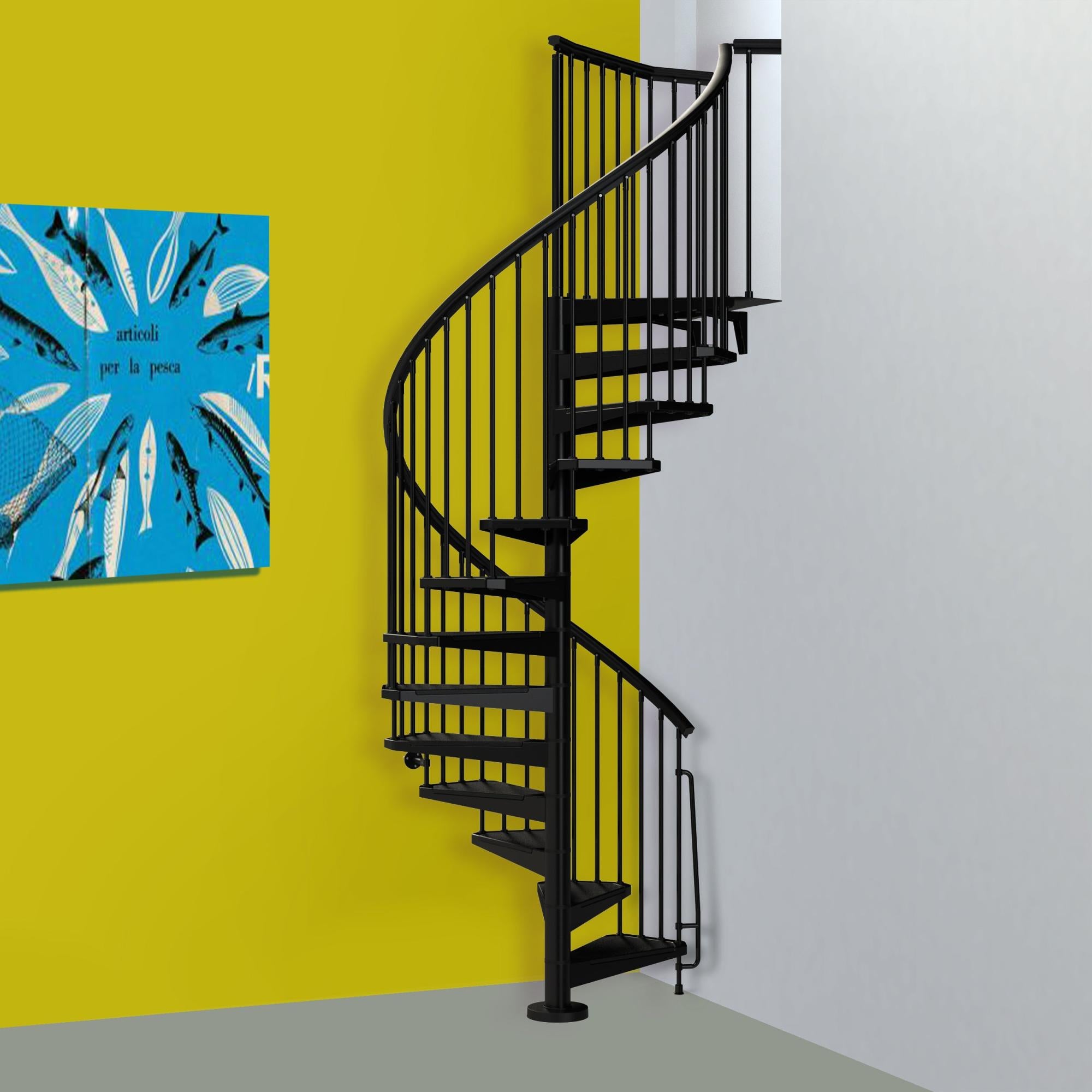 Scala a chiocciola a base tonda Steel FONTANOT, larghezza 160 cm ...