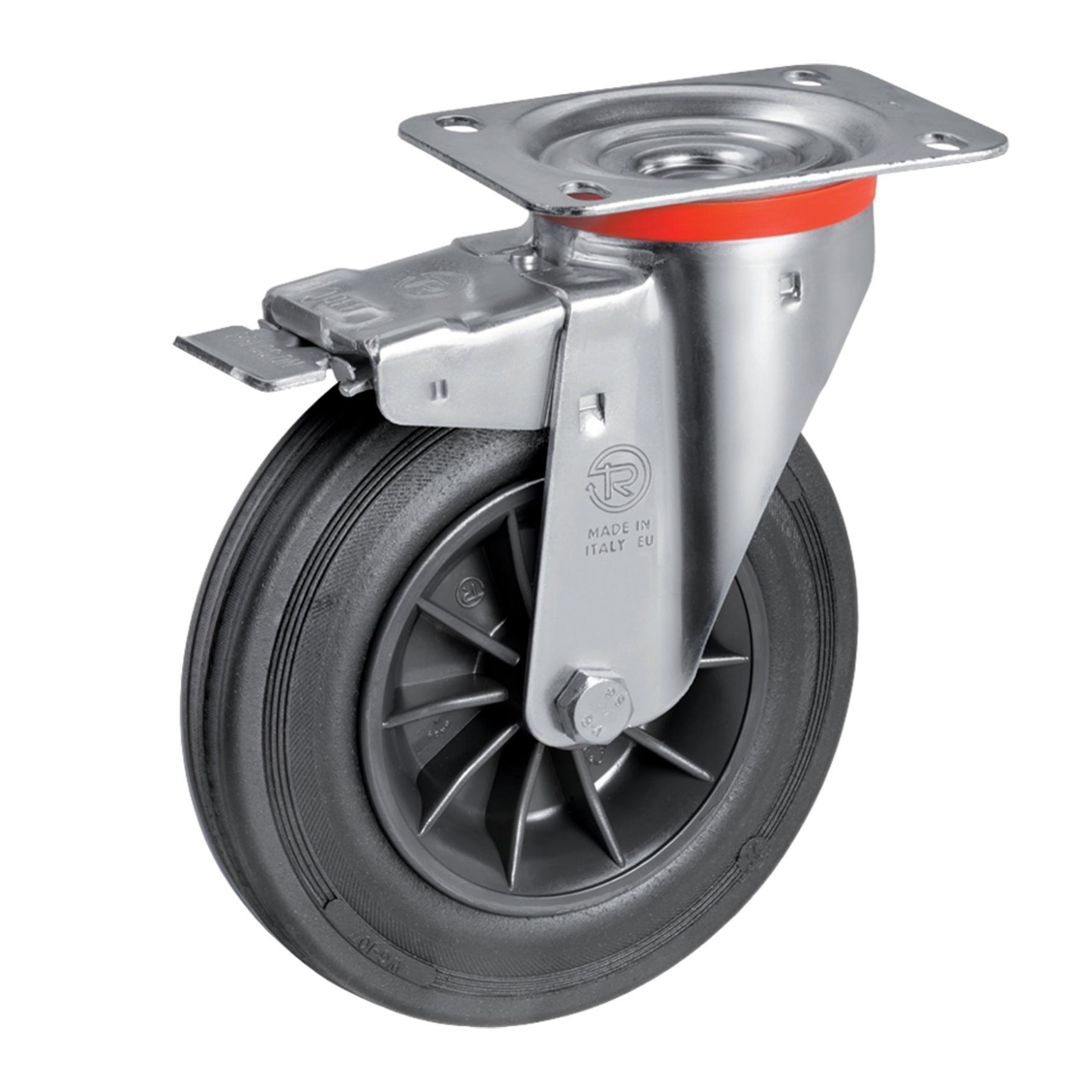 Ruota con freno TELLURE in polipropilene nero Ø 80 mm | Leroy Merlin