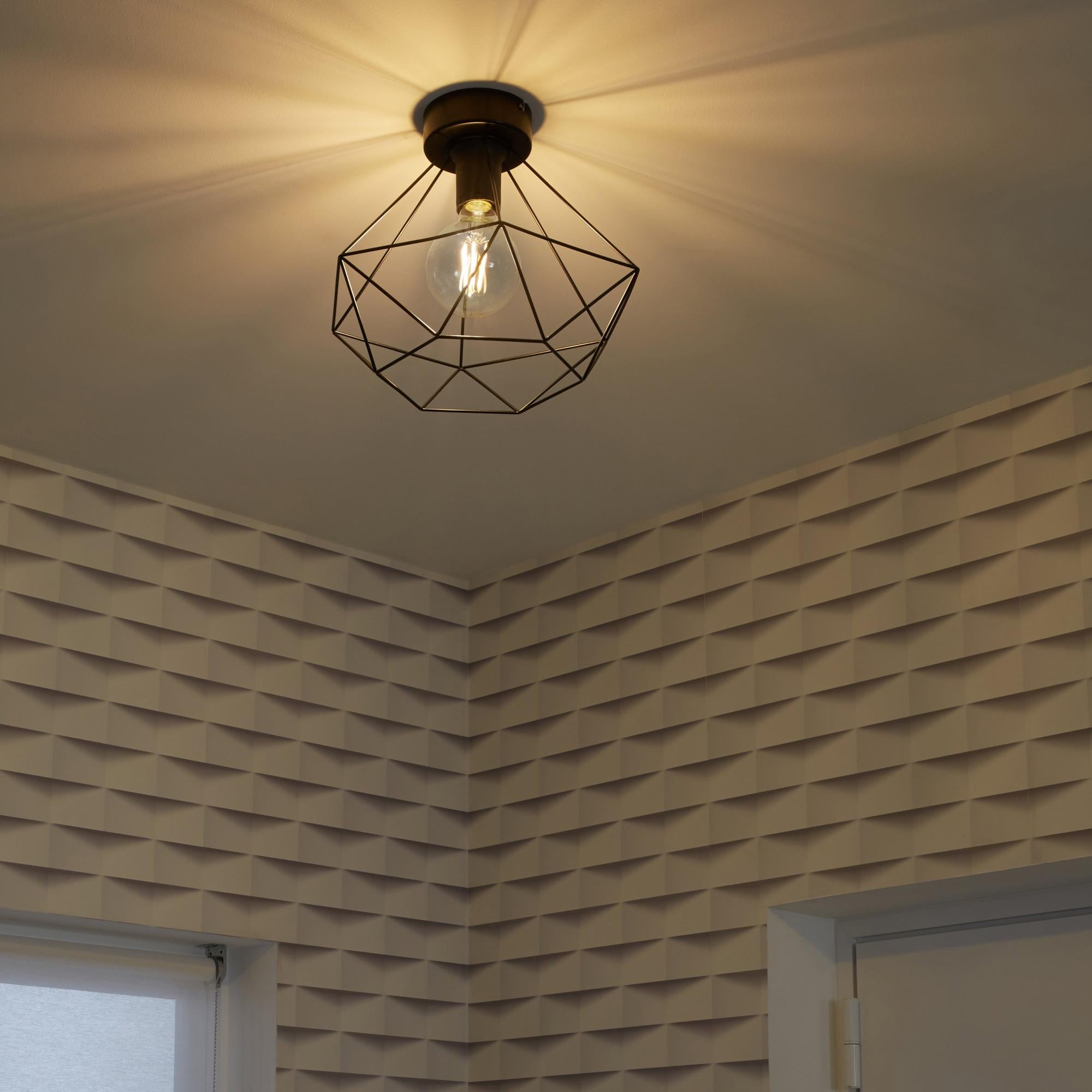 Plafoniera design Byron nero, in metallo, 32.5x32.5 cm, INSPIRE | Leroy ...