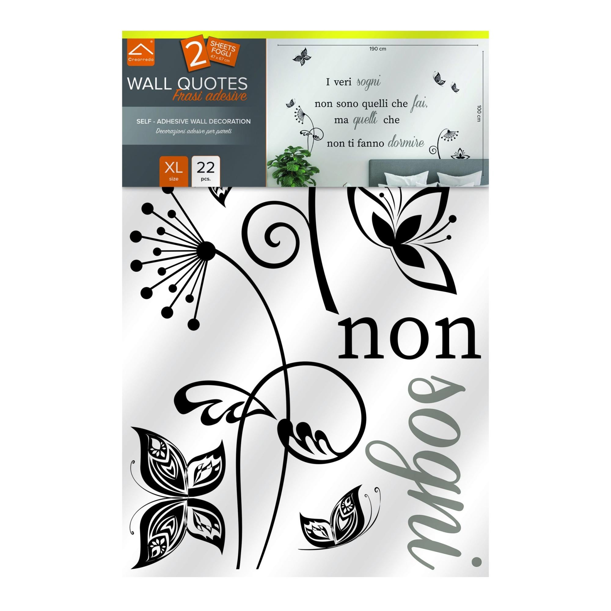Sticker i veri sogni 47x67 cm nero e giallo, confezione da 2 fogli ...