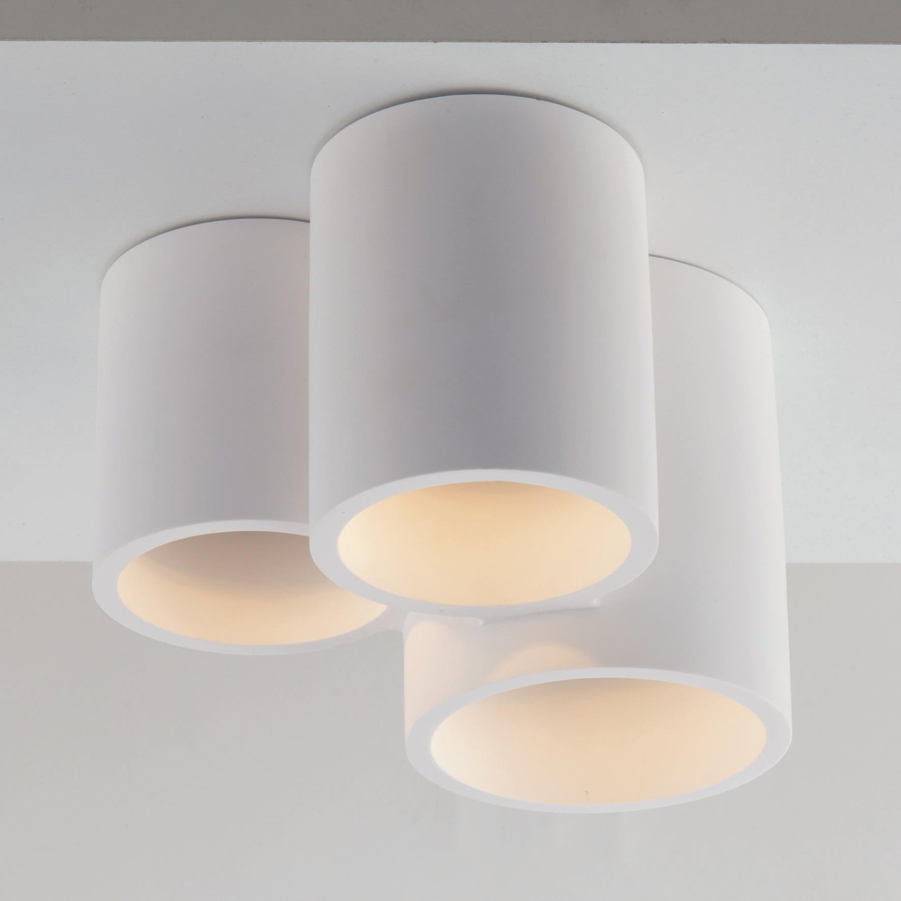 Plafoniera design Banje bianco, in gesso, D. 14 cm 22 cm, 3 luci INTEC ...