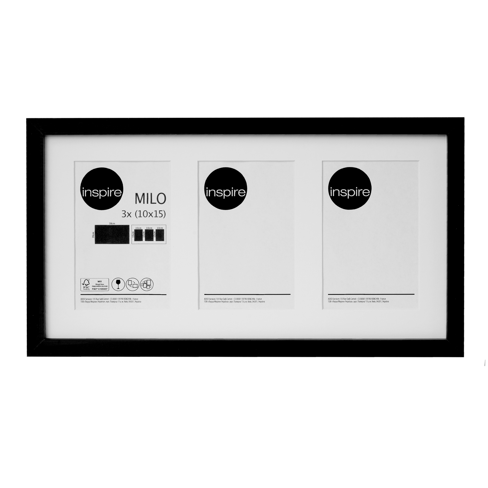 Cornice INSPIRE Milo, nero misure 40.5 x 24 cm per 3 fotografie | Leroy ...