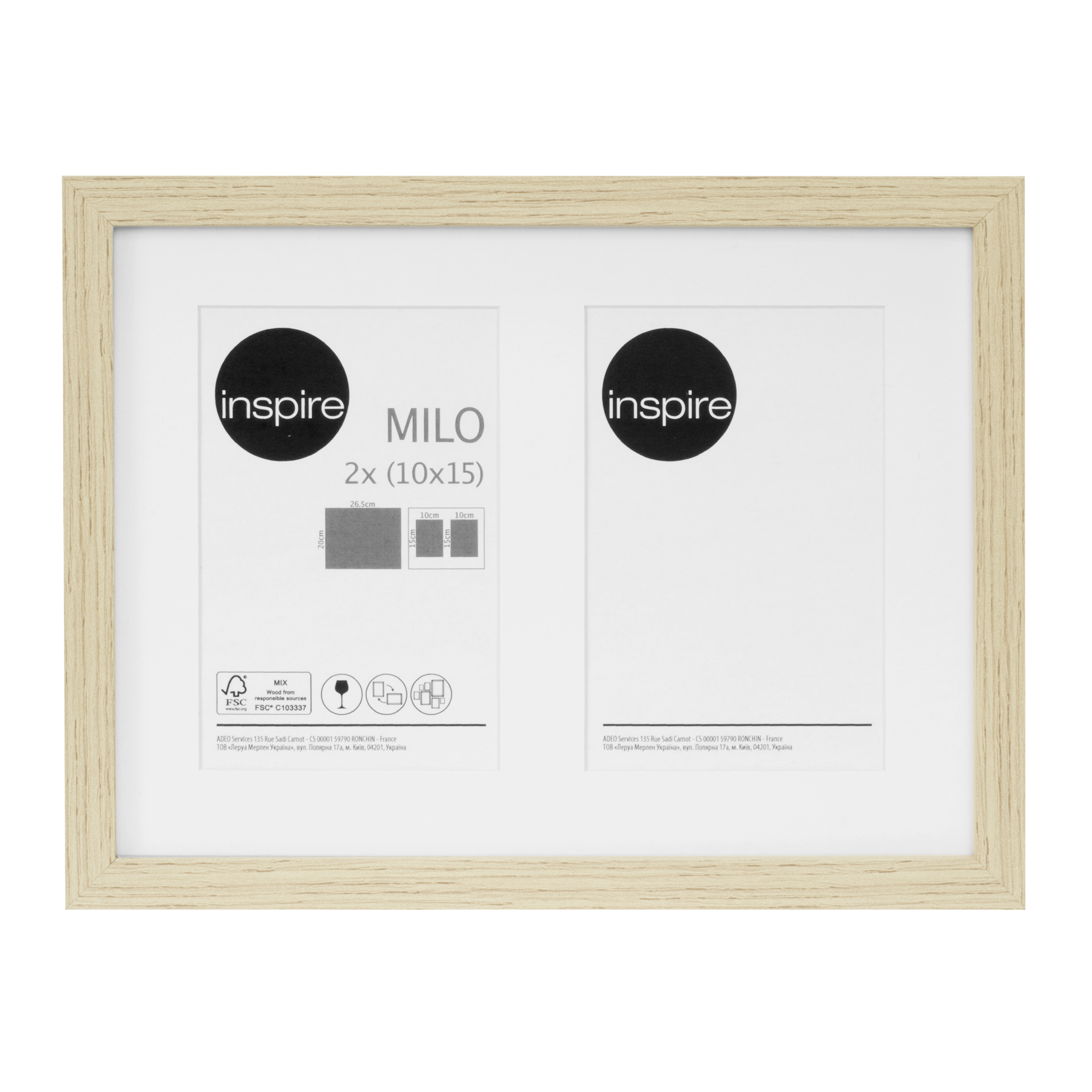 Cornice INSPIRE Milo, quercia misure 28.5 x 15 cm per 2 fotografie ...