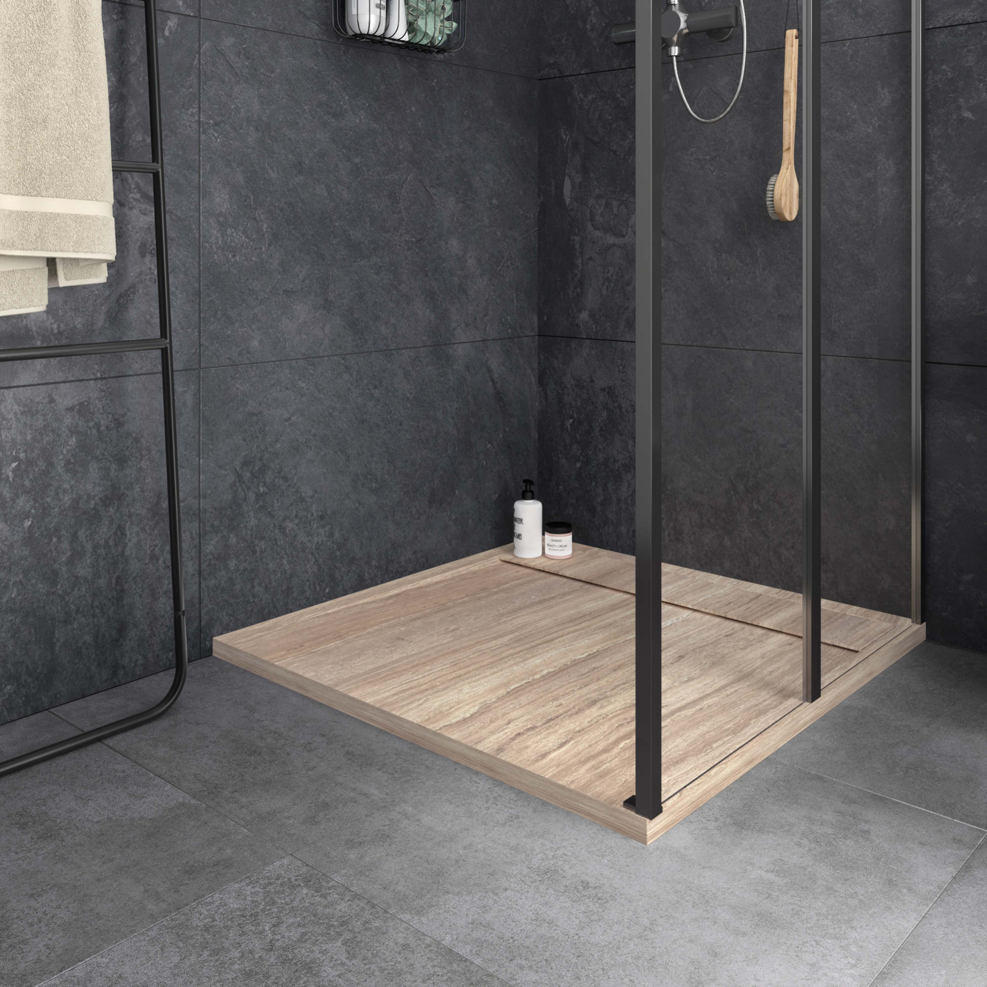 Piatto doccia ultrasottile SENSEA in resina Neo 100 x 100 cm beige ...