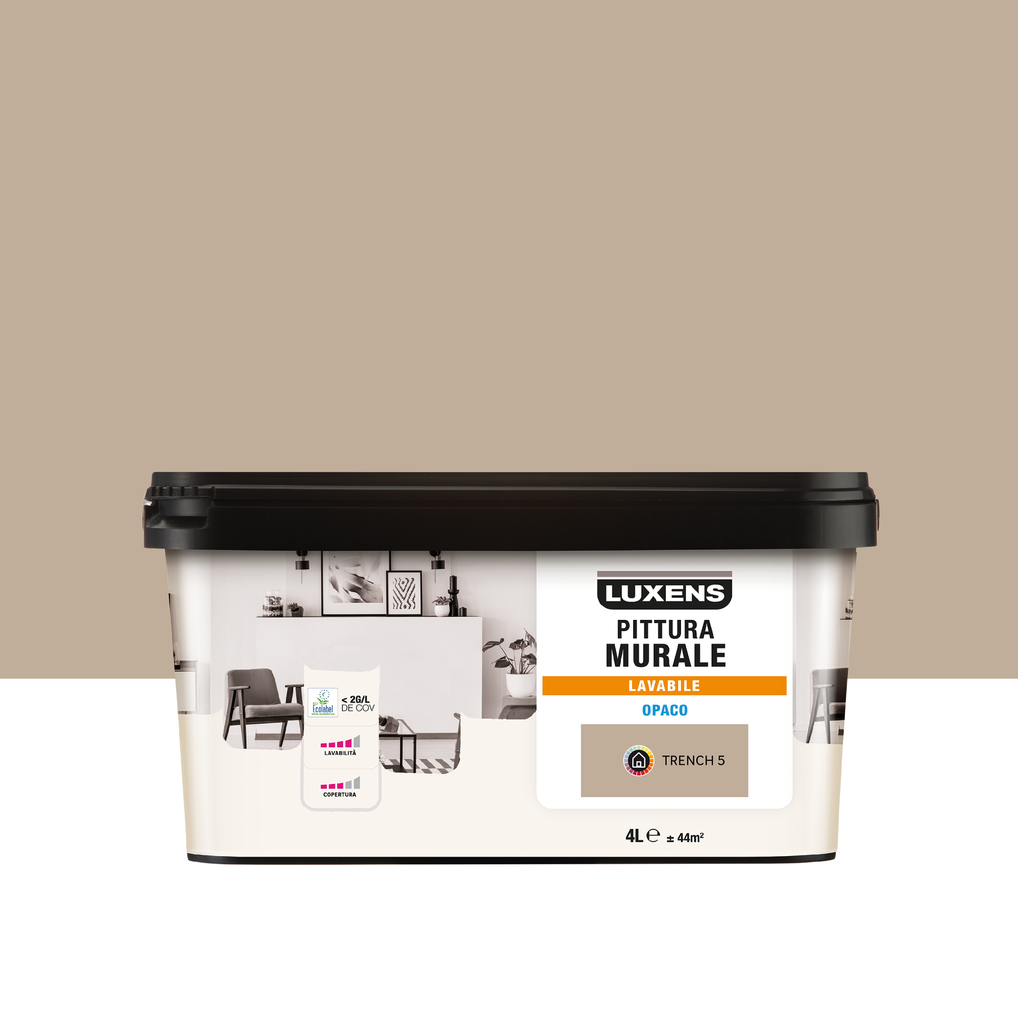 Pittura per interni Lavabile LUXENS Opaca tortora 4 L | Leroy Merlin