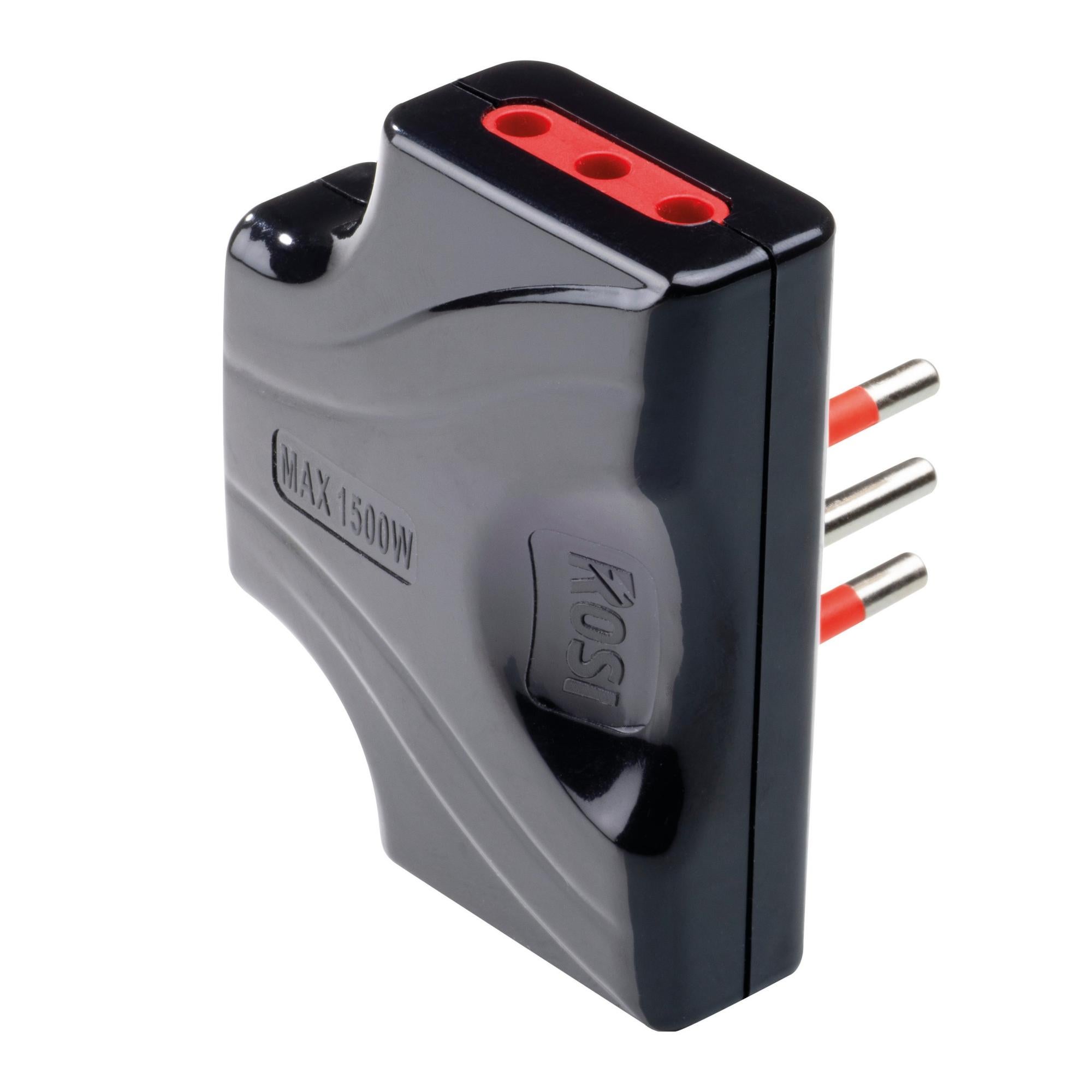 Adattatore multiplo ROSI, 3 prese, con spina 10 A, nero | Leroy Merlin
