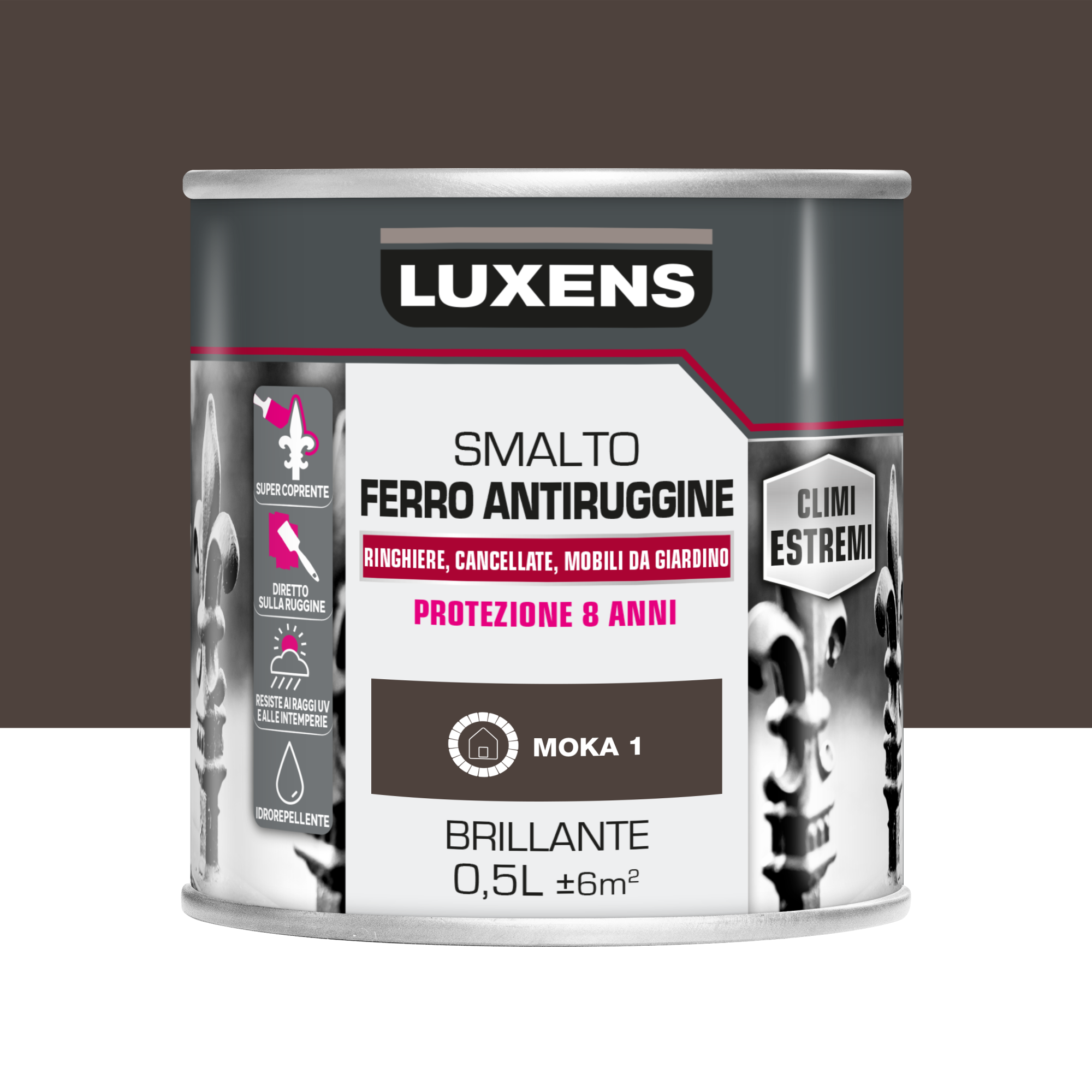Vernice da esterno antiruggine per ferro LUXENS marrone moka, 0.5 L ...