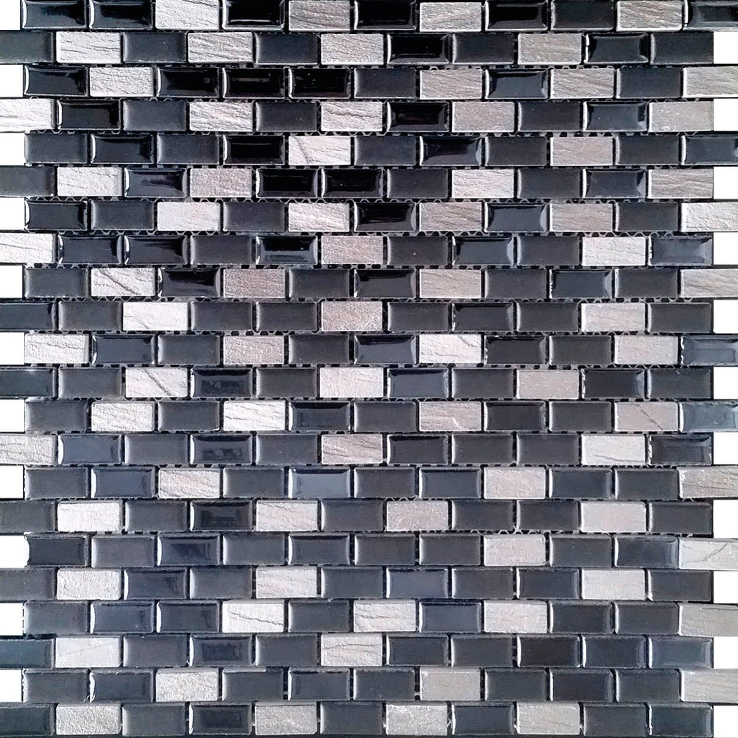 Campione di mosaico pietra naturale Campione Brick Black nero sp. 8 mm. | Leroy Merlin