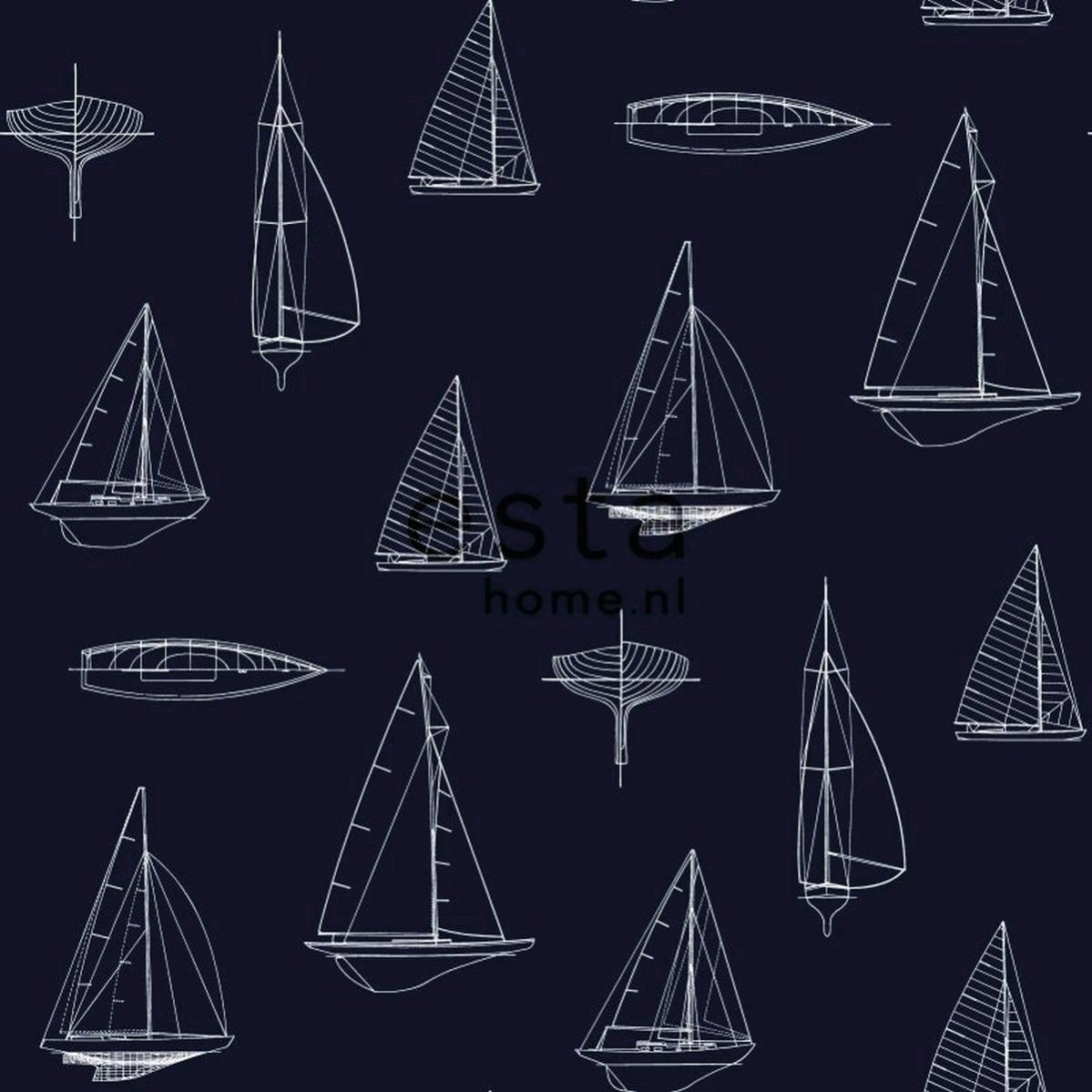 Carta da parati Barche blu scuro, 53 x 10 cm | Leroy Merlin