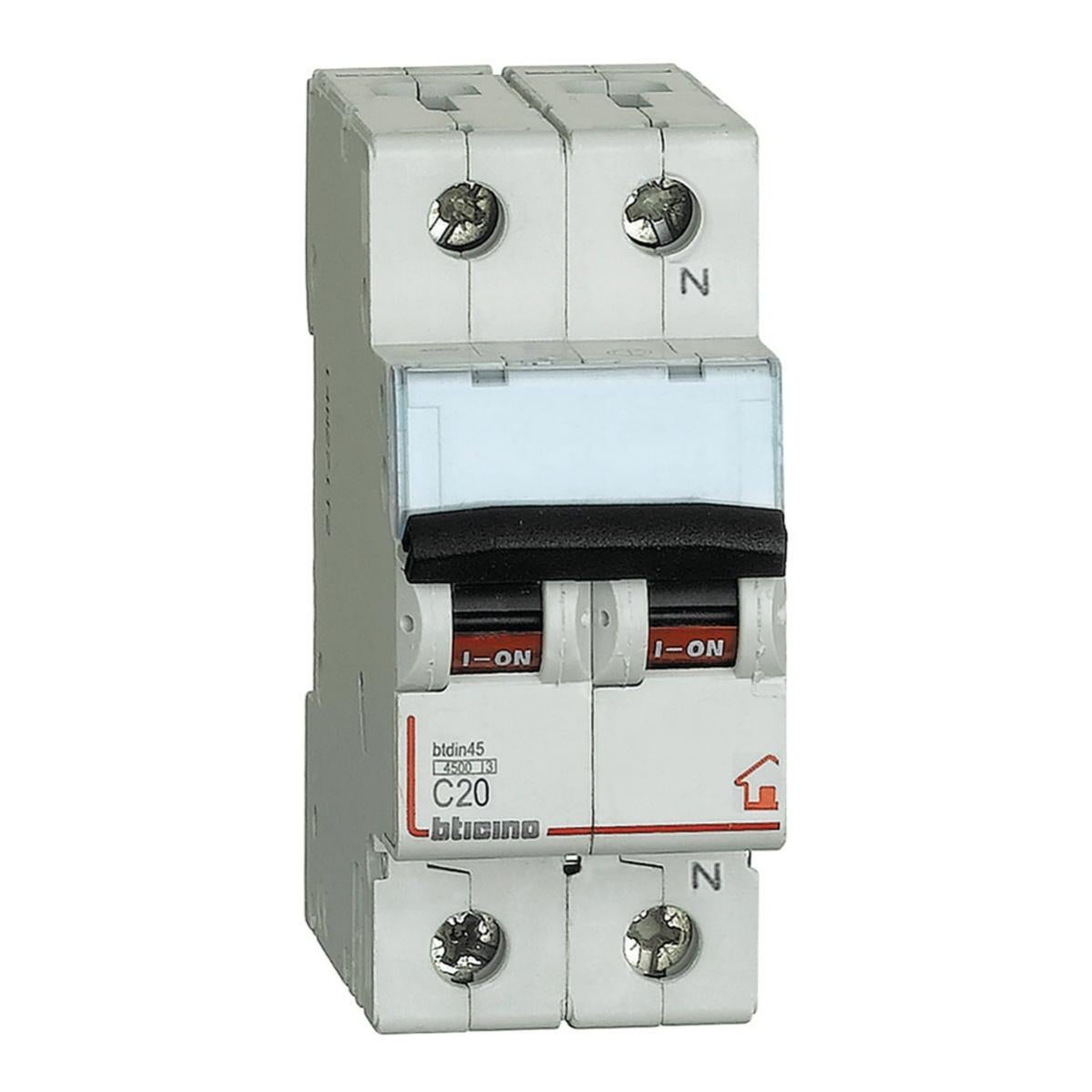 Interruttore magnetotermico BTICINO SFC810NC20 1P +N 20A 4.5kA C 2 moduli | Leroy Merlin