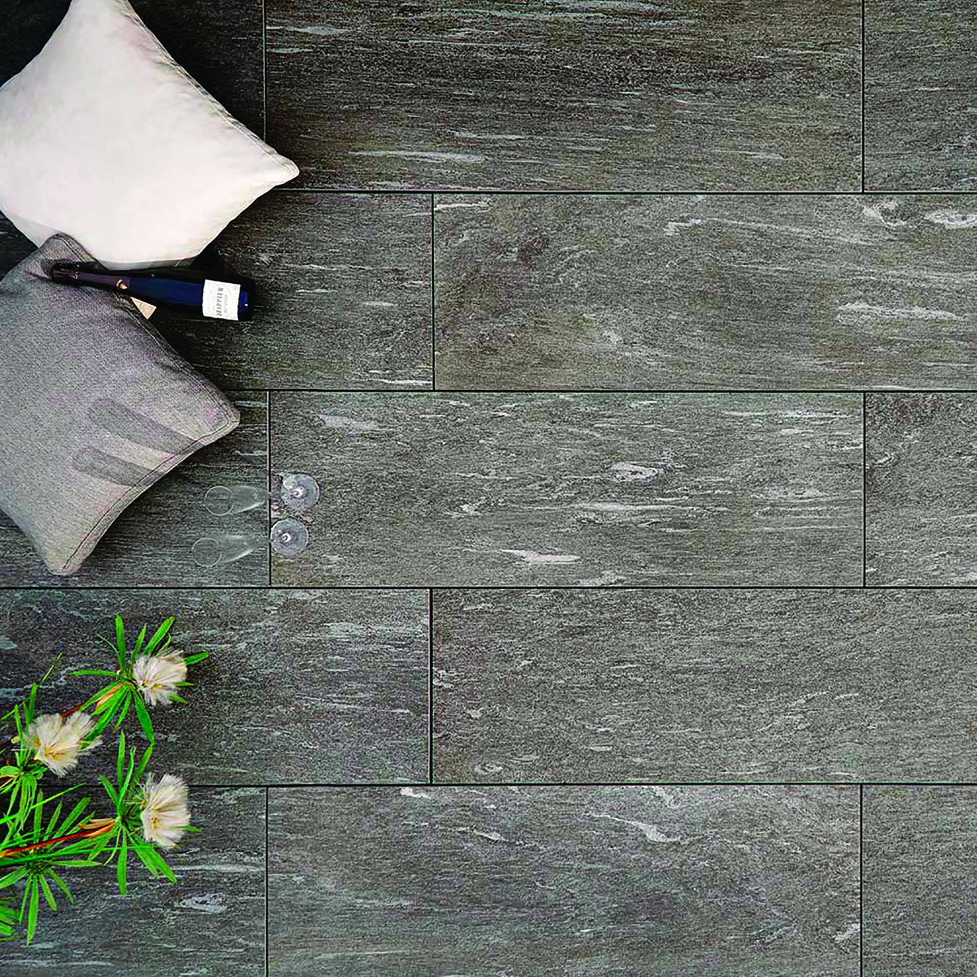 Lastra Luserna mista in gres porcellanato grigio / argento 80 x 40 cm ...