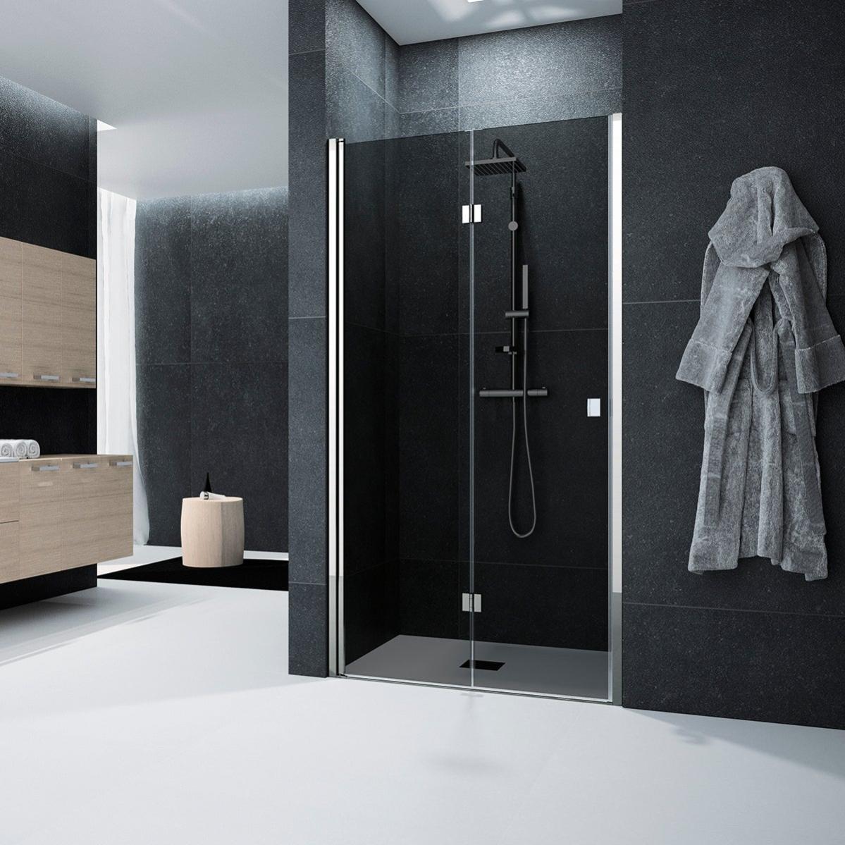 Porta doccia battente pieghevole Glam 71 cm, H 201.7 cm in vetro ...