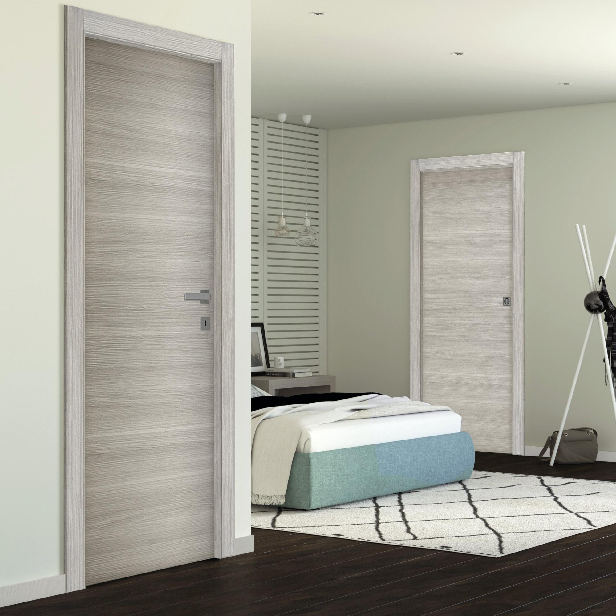 Porta battente Flint rovere grigio L 80 x H 210 cm reversibile | Leroy ...