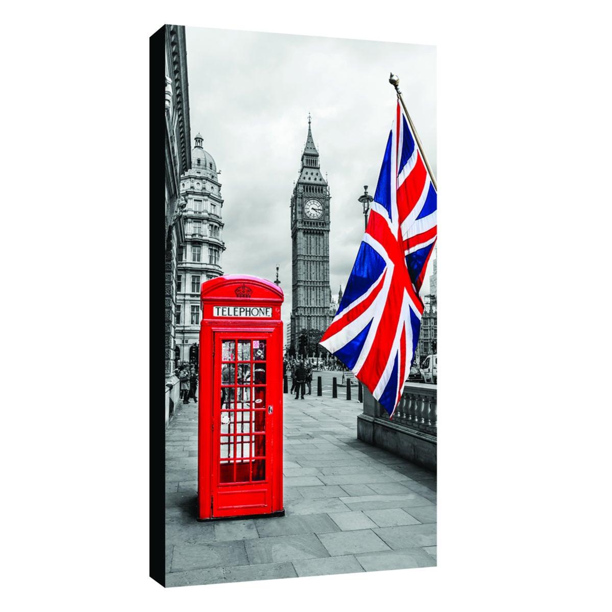 Stampa su tela Red cabin & uk flag 120x60 cm | Leroy Merlin