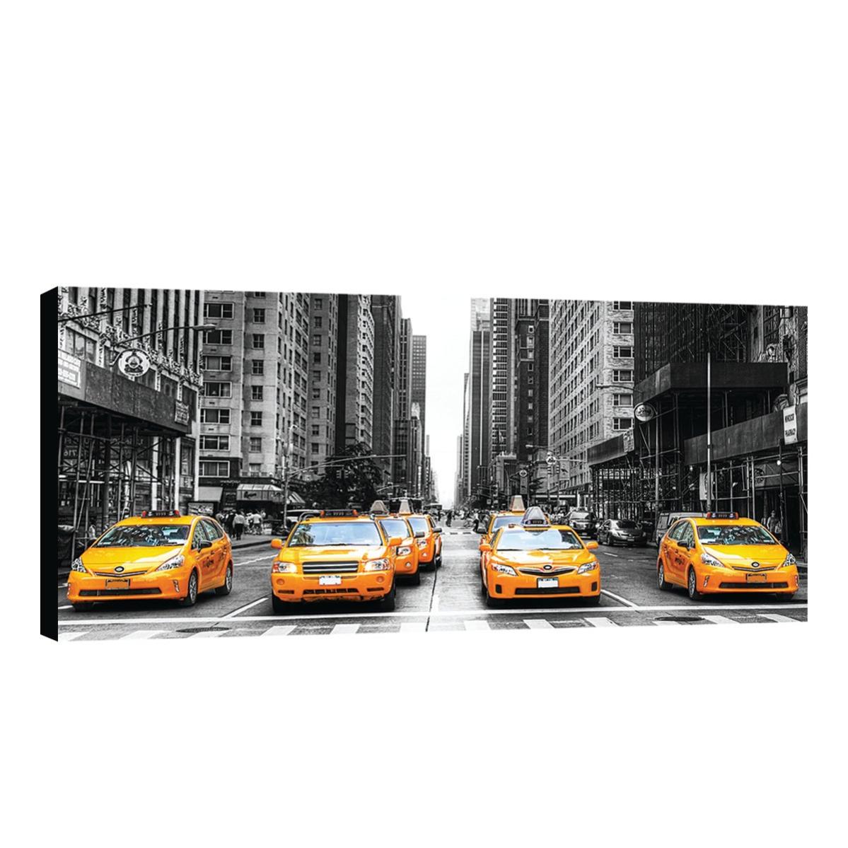 Dipinto su tela Taxi gialli sfondo grigio 120x60 cm | Leroy Merlin