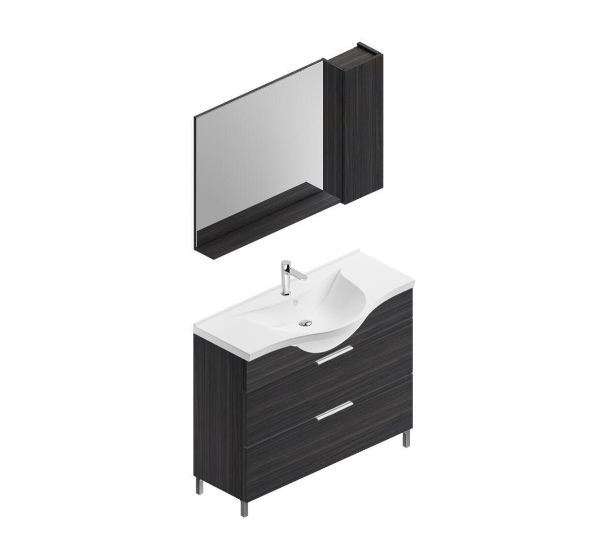 Mobile sottolavabo e lavabo con illuminazione Jnka olmo fumo L 100 x H 75 x P 46 cm | Leroy Merlin