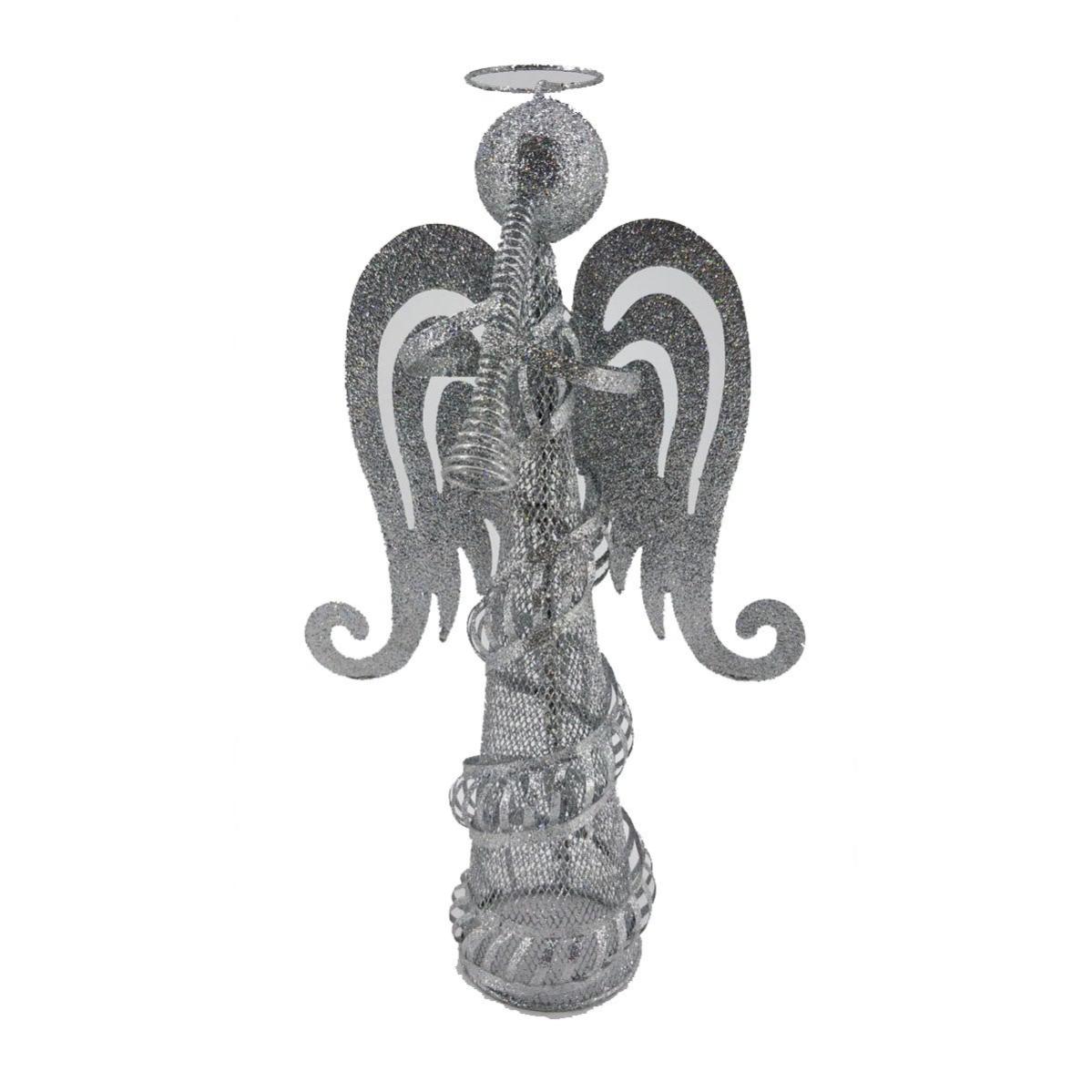 Puntale per albero di natale angelo grigio / argento in ferro H 37 cm ...
