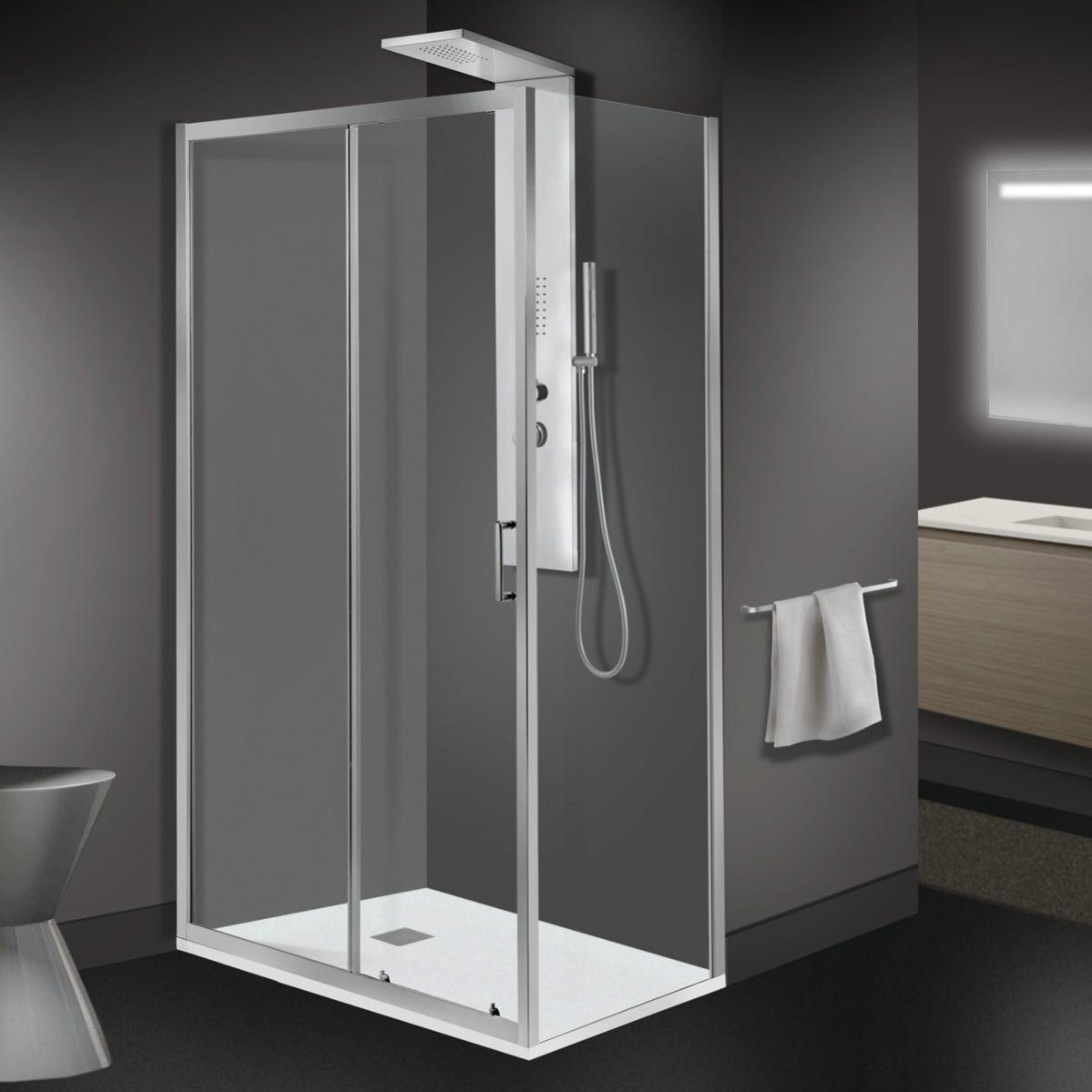 Box doccia con ingresso frontale porta scorrevole Zesk 120 cm, H 190 cm ...