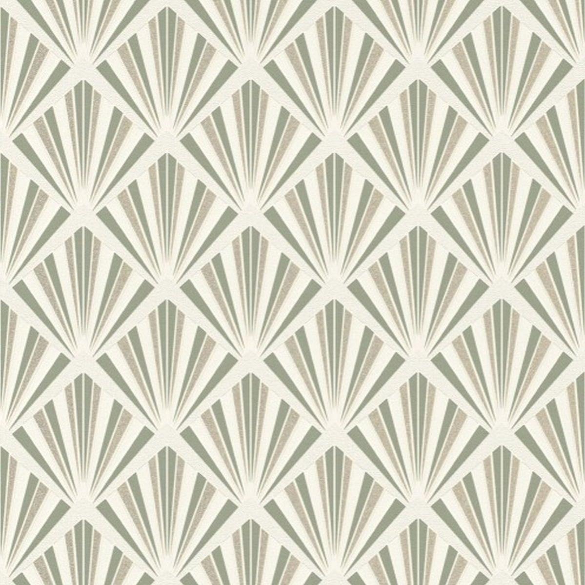 Carta da parati Geom Glitter verde salvia, 53 cm x 10 m - 1