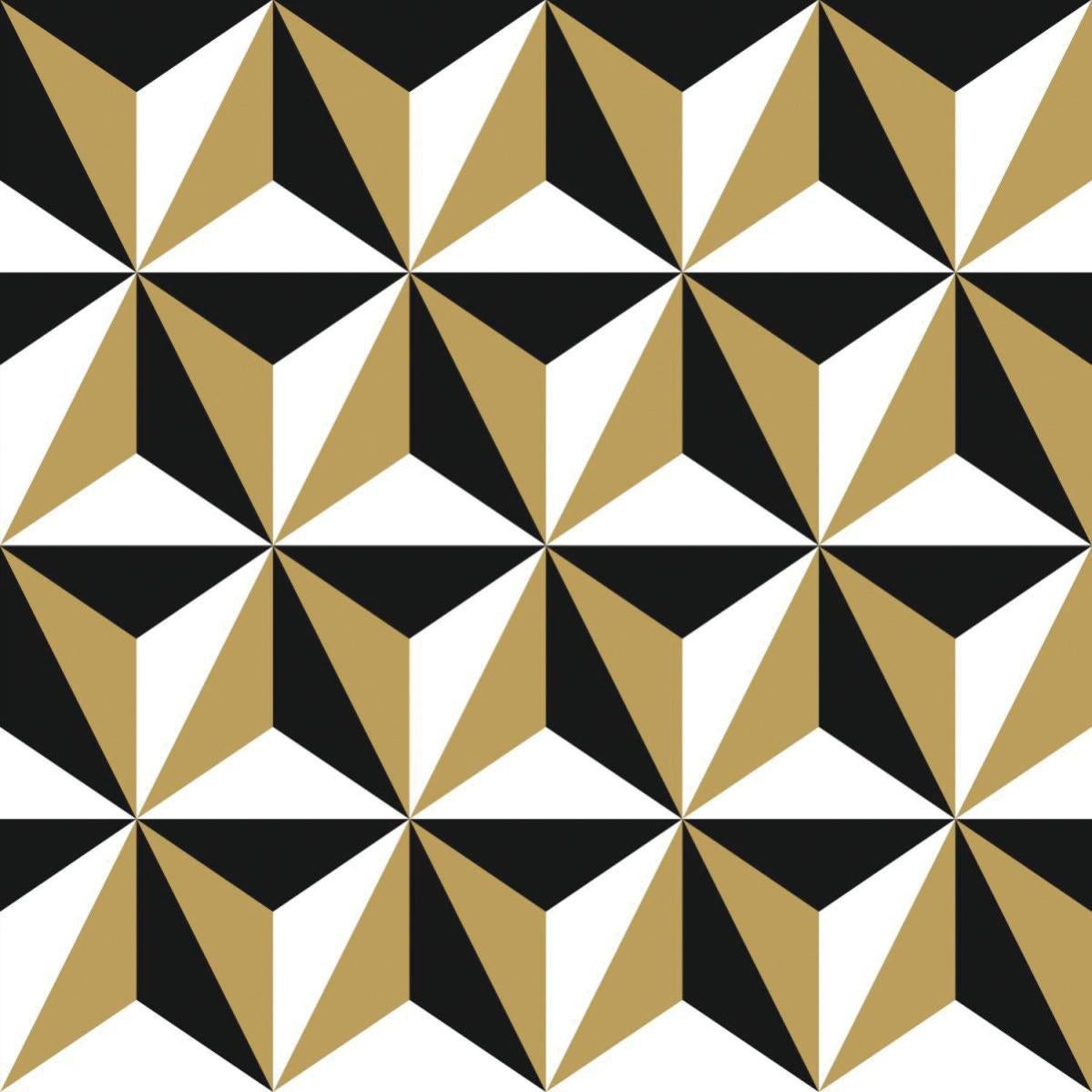 Carta da parati Triangoli Esta B&W nero e oro, 53 cm x 10 m | Leroy Merlin