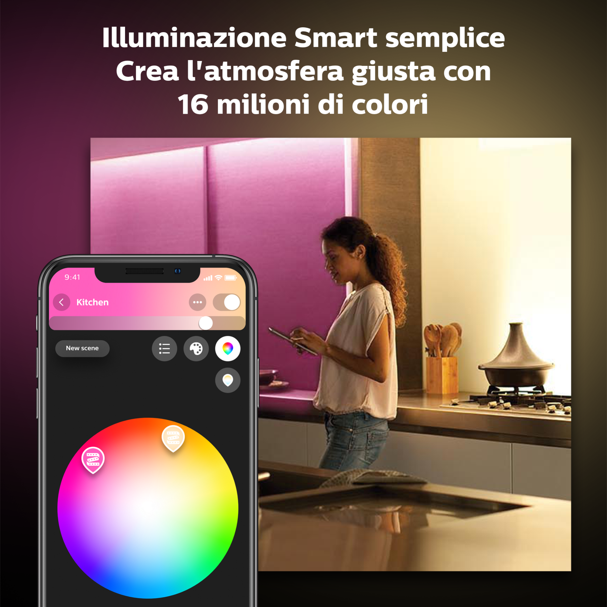 Striscia led 2m luce rgb multicolore 1600LM PHILIPS HUE | Leroy Merlin