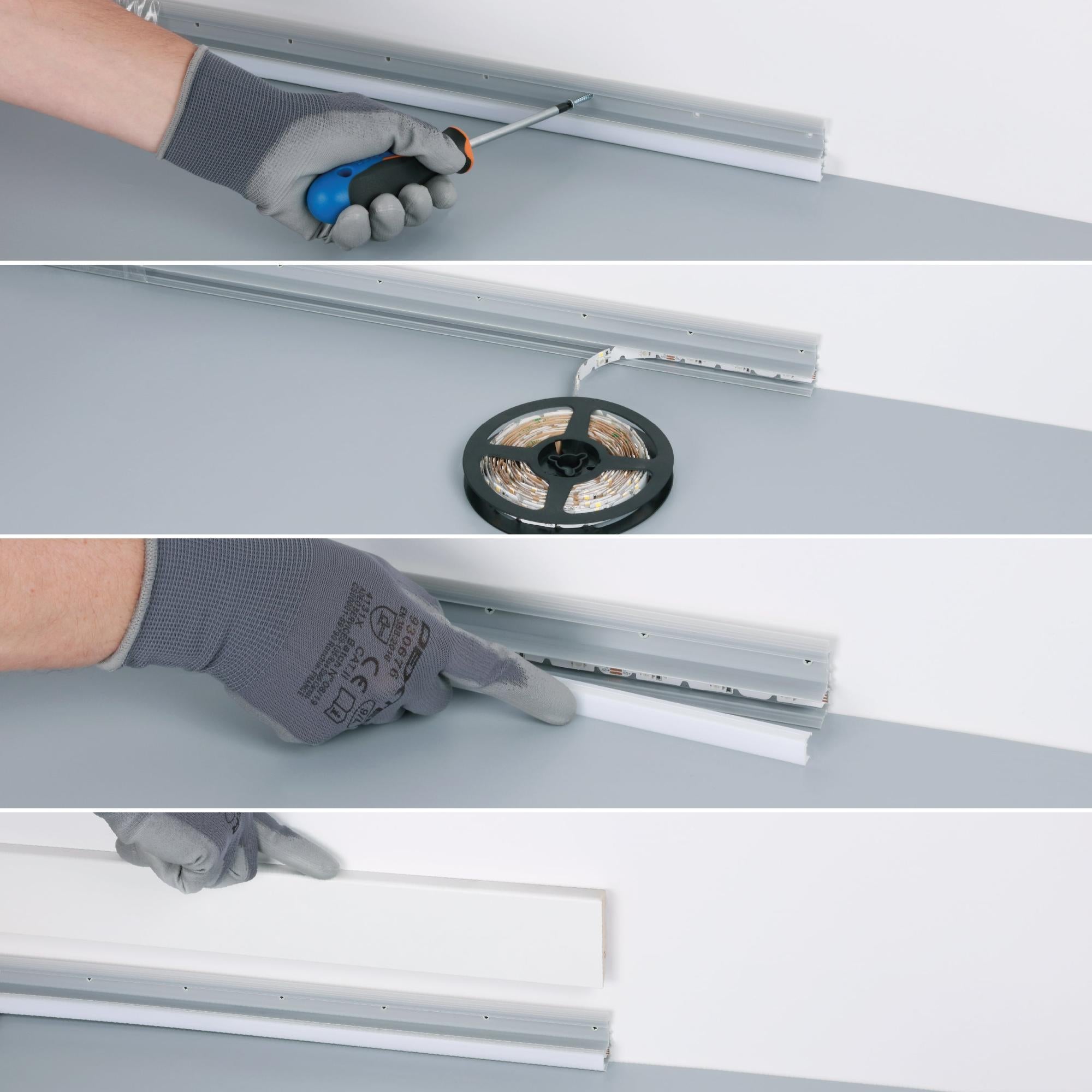 Battiscopa clik-fix 23 LED in polistirene opaco bianco spessore 16.5 x ...