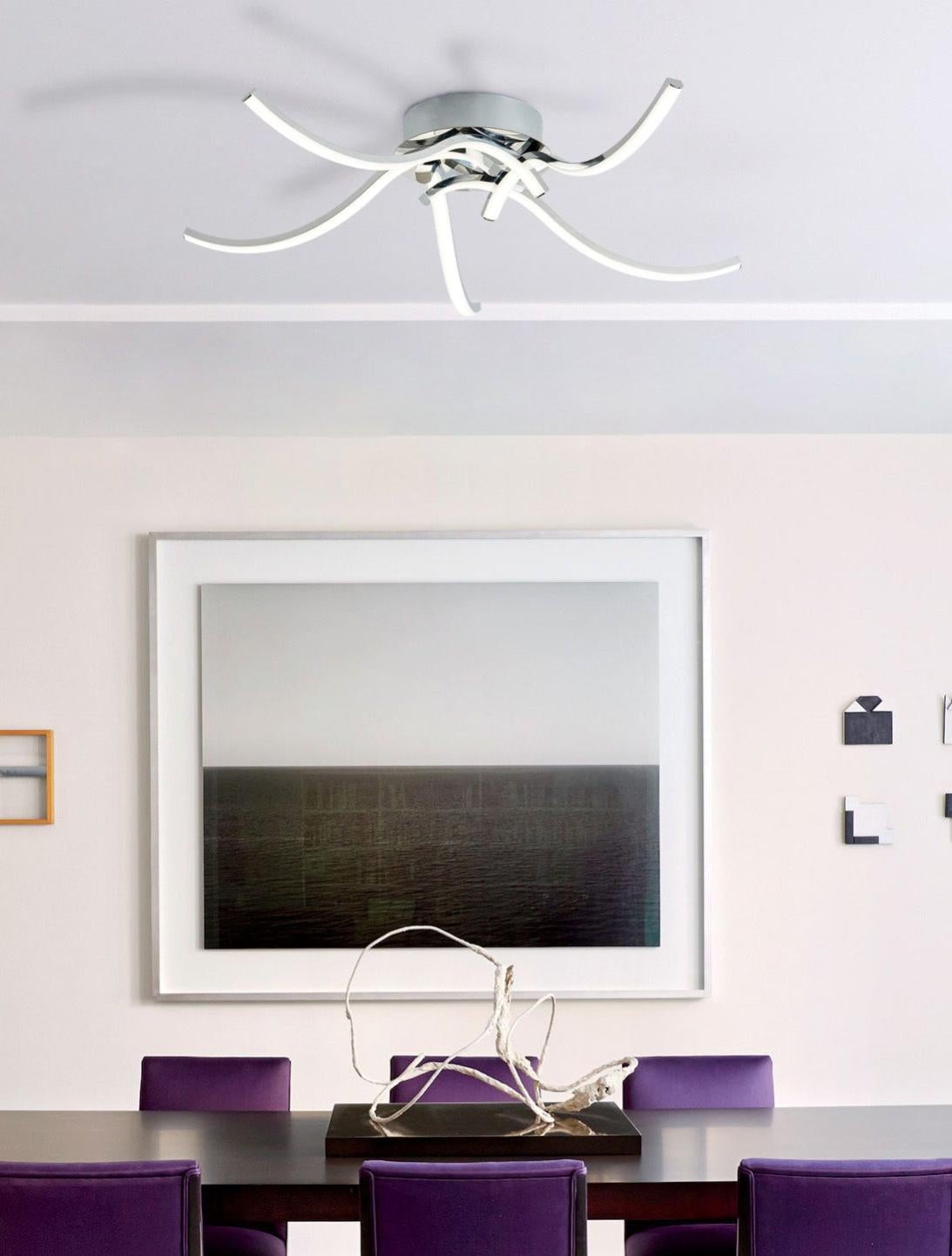 Plafoniera moderno LED ROXIE, argento 60x cm, luce naturale dimmerabile ...