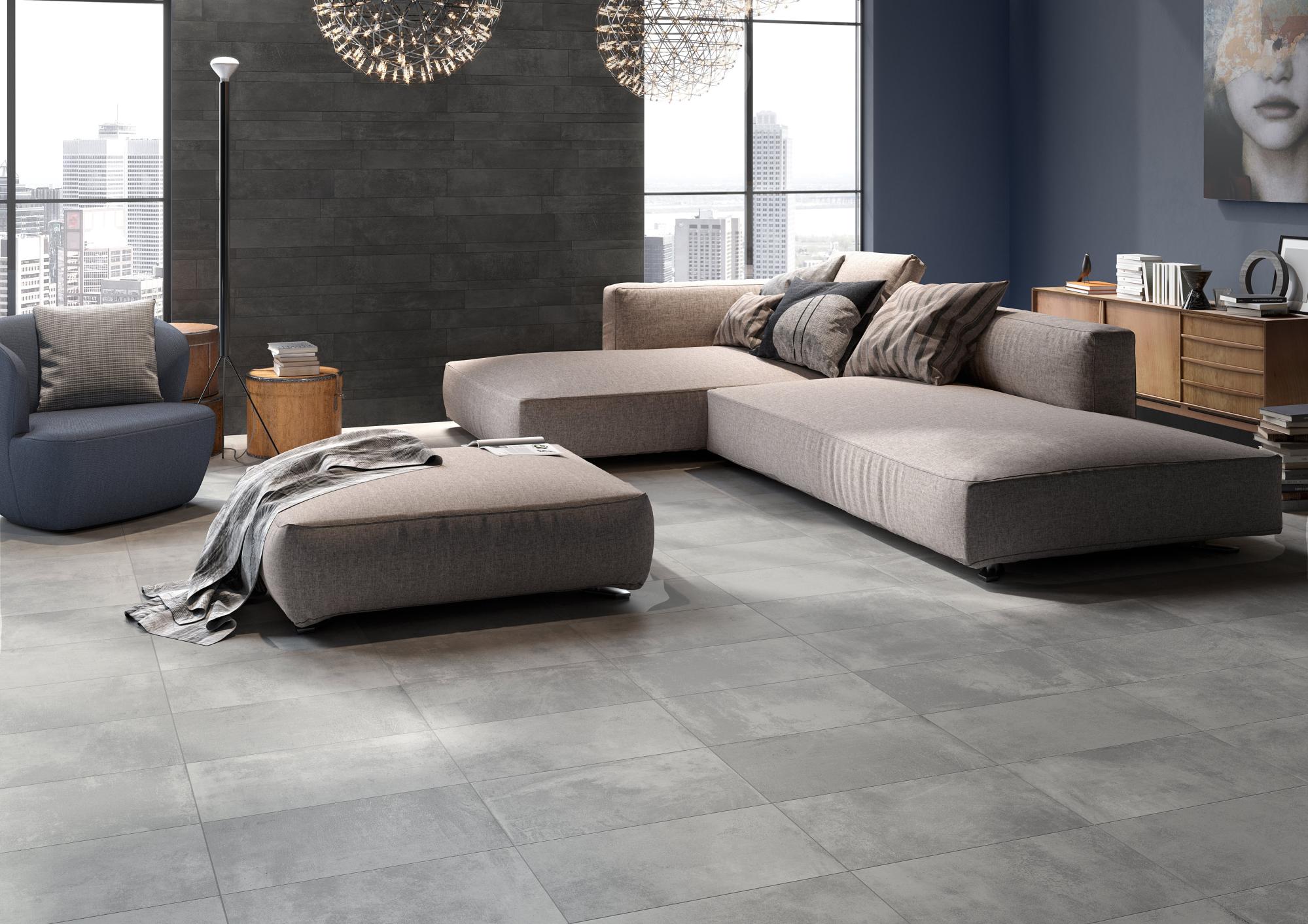 Gres porcellanato per interno / esterno 30x60 effetto cemento sp. 9.5 ...