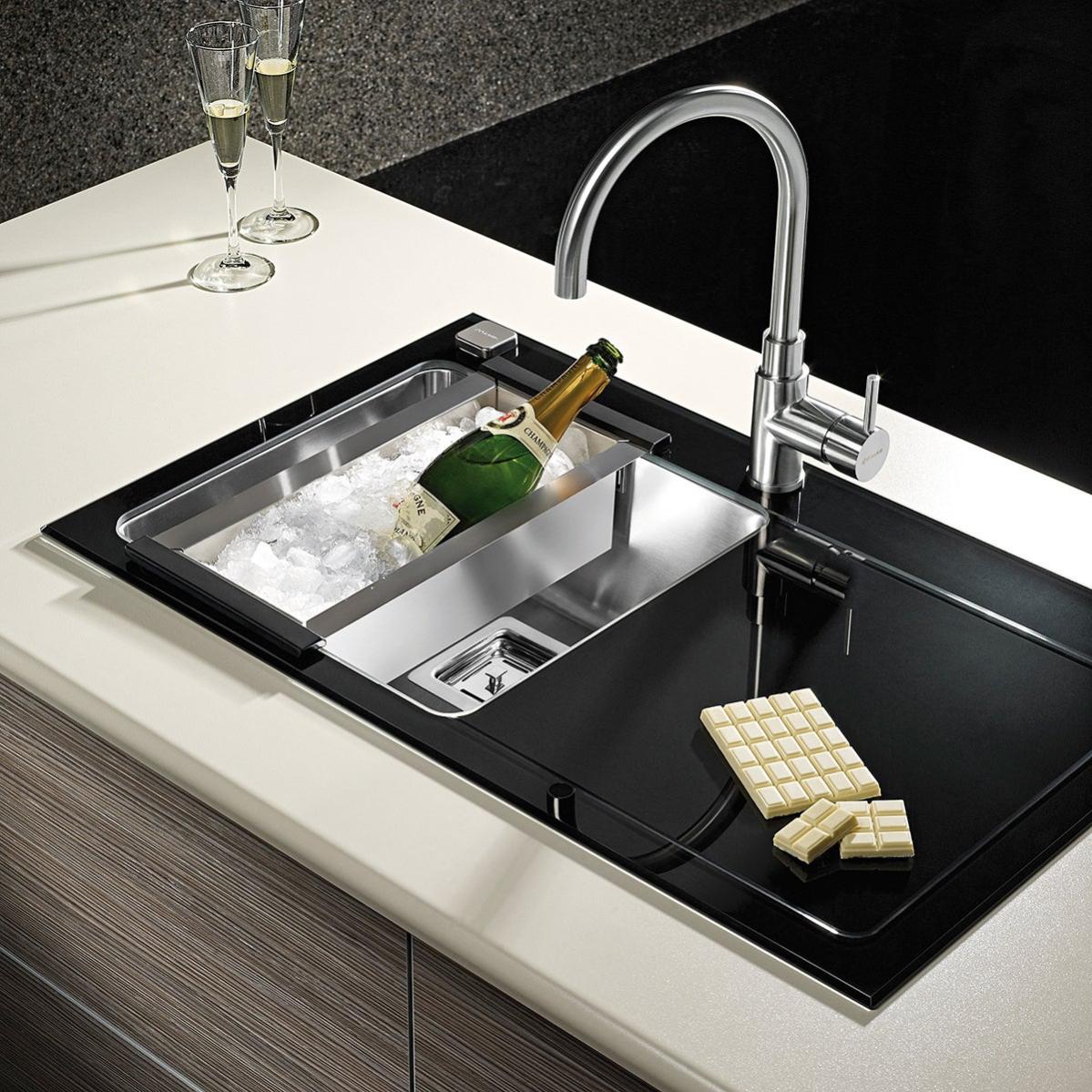 Lavello a 1 vasca con gocciolatoio da incasso PYRAMIS Crystalon 86 x 53 ...