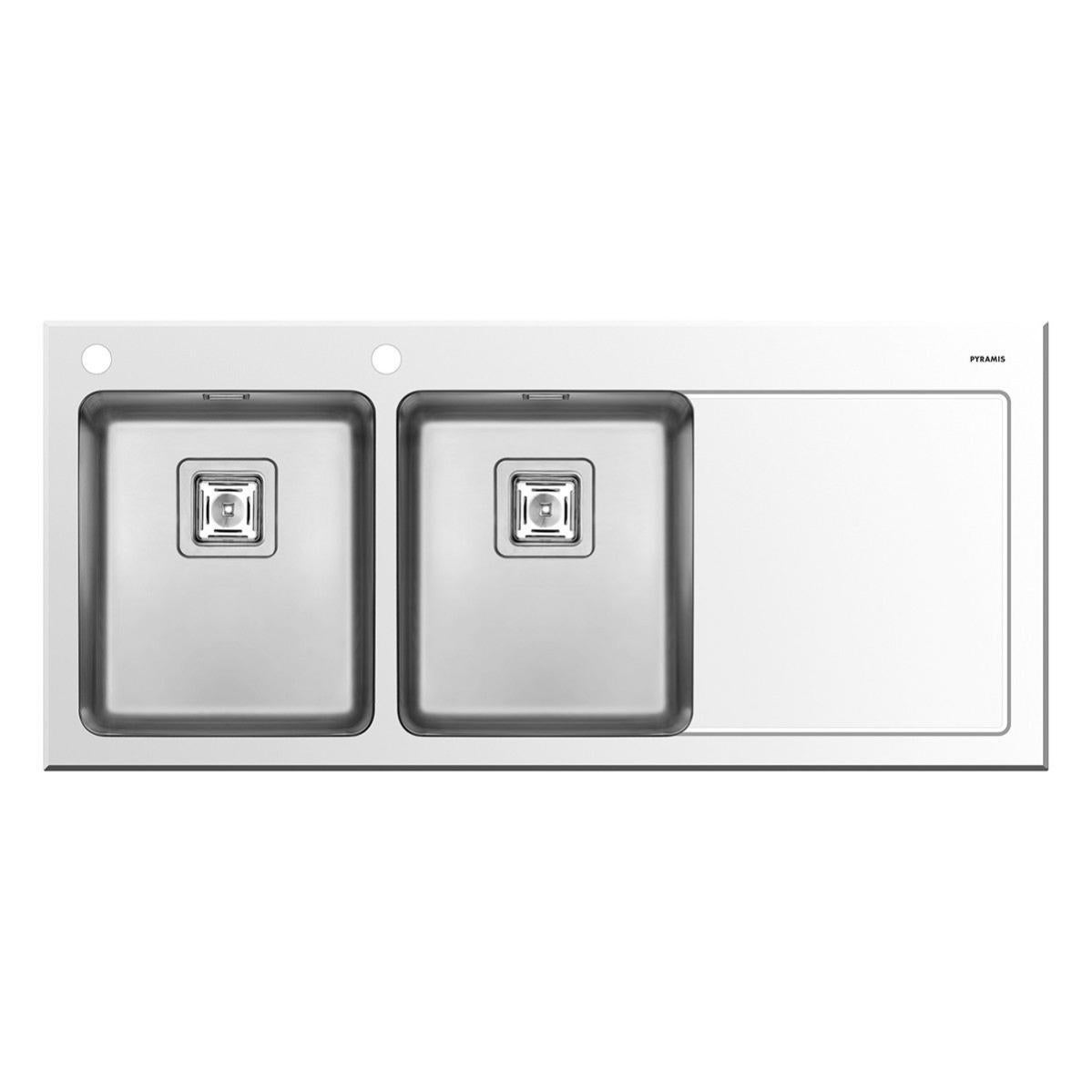 Lavello integrato 2 vasche con gocciolatoio PYRAMIS Crystalon 116 x 52 ...