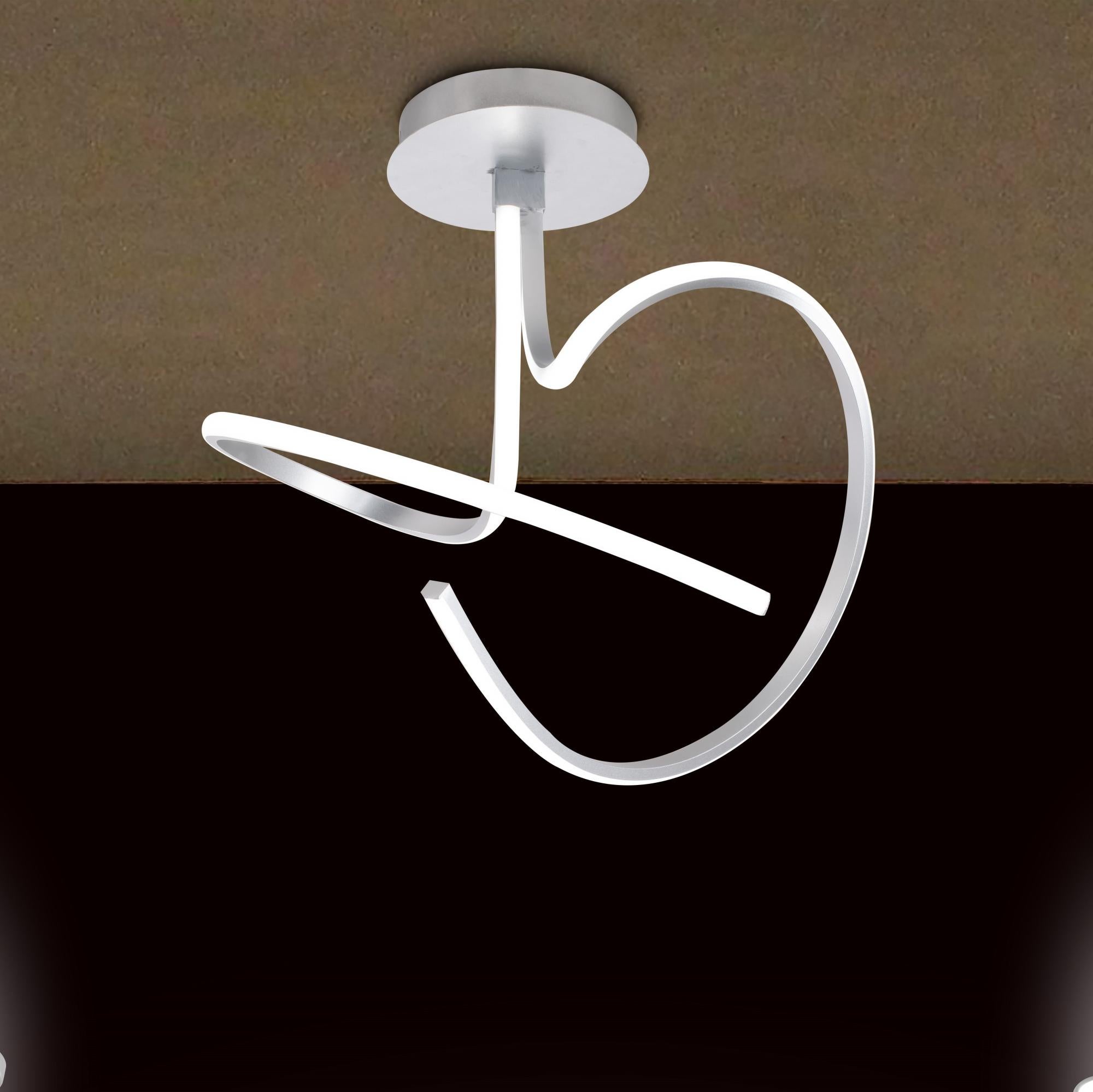 Plafoniera moderno LED KILEY, argento 40x cm, luce naturale NOVECENTO ...